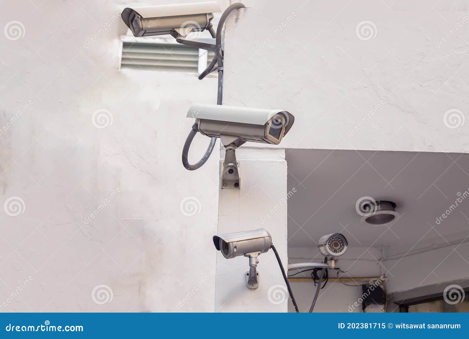 Front View of the CCTV Cameras are Installed with Poles in the Parking ...