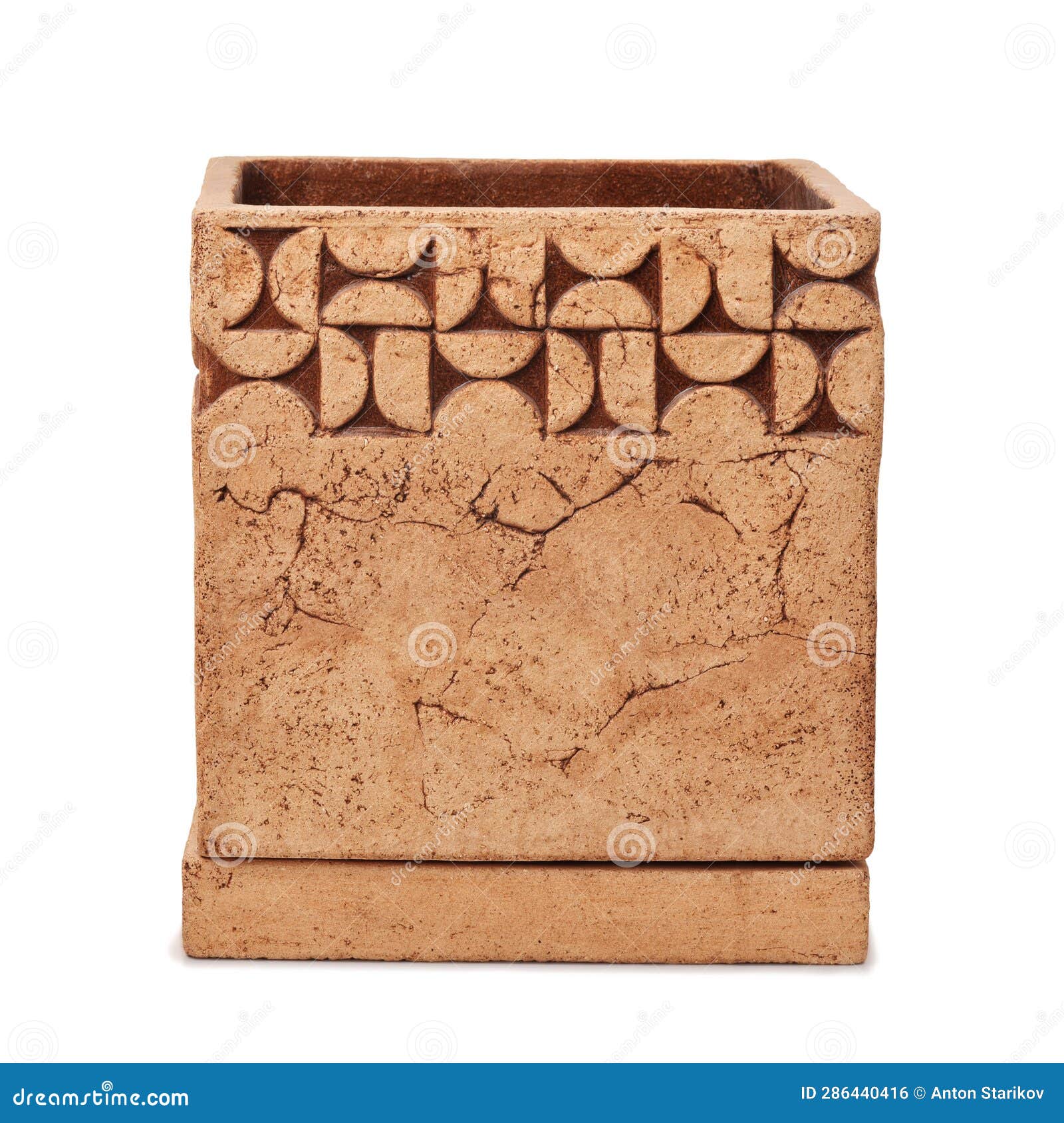 Front View of Ceramic Outdoor Square Garden Pot Stock Photo - Image of ...