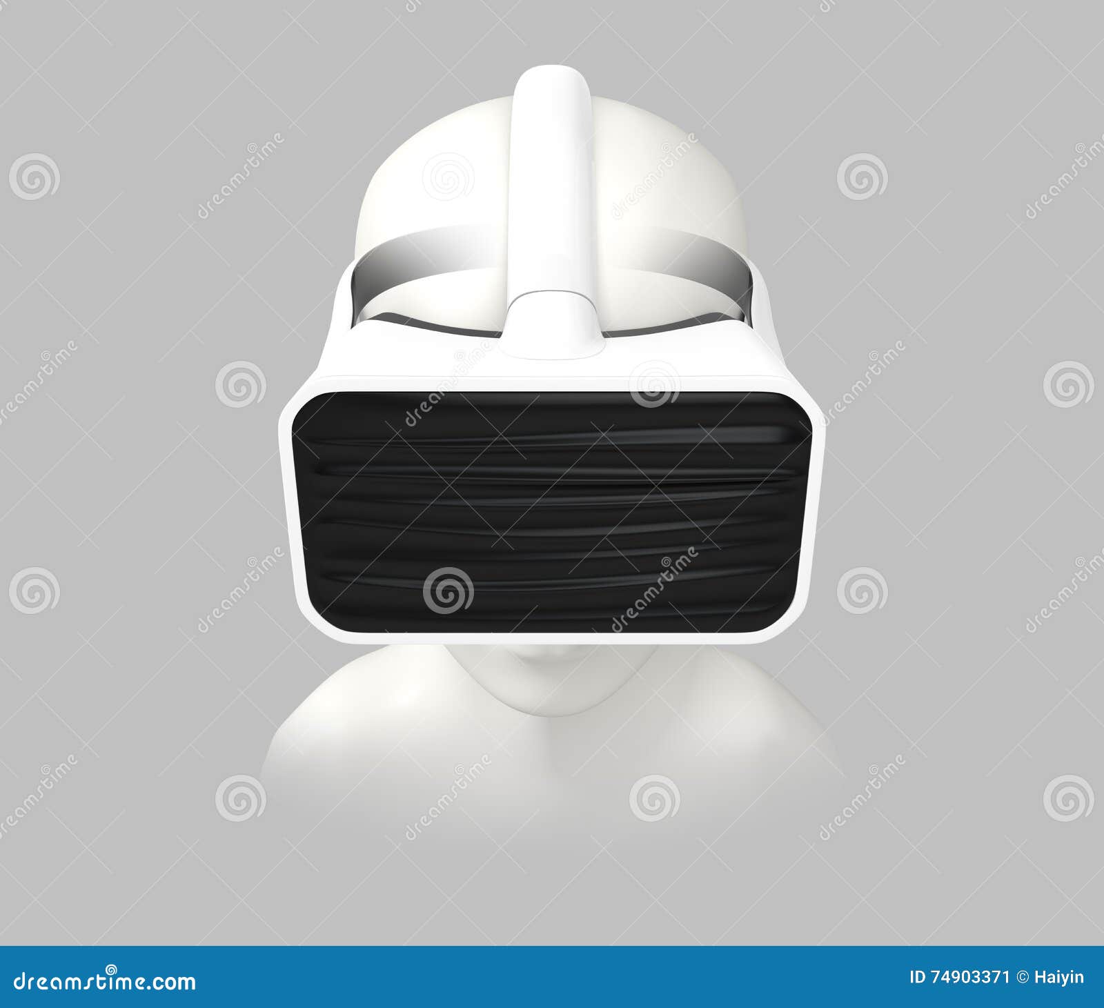 Front View of CG Model Wearing VR Headset on Gray Background Stock ...