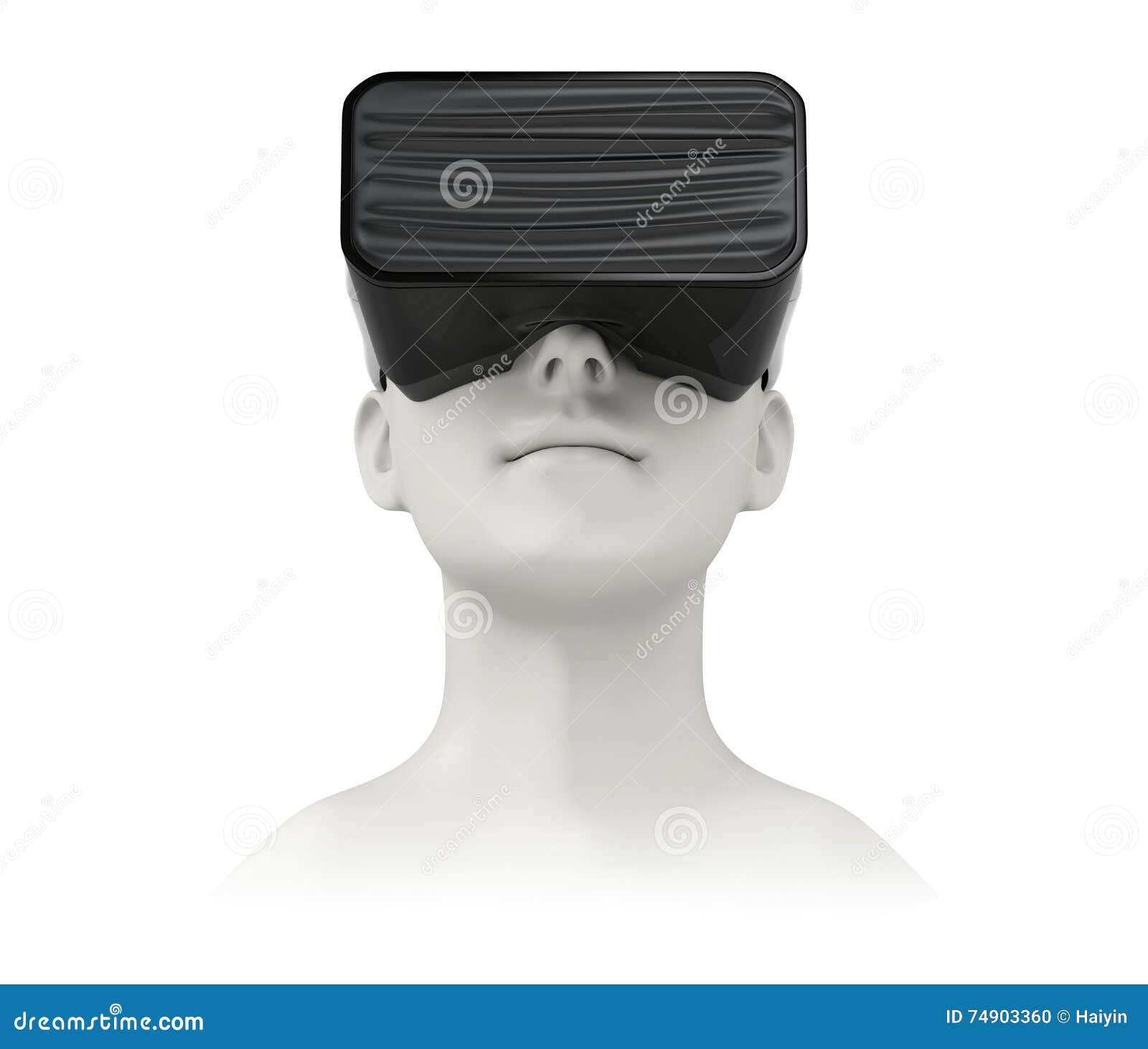 Front View of CG Model Wearing VR Headset on White Background Stock ...