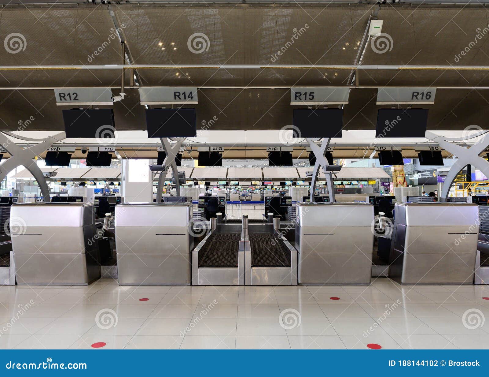 Front View of Check-in Area in Airport Stock Photo - Image of check ...