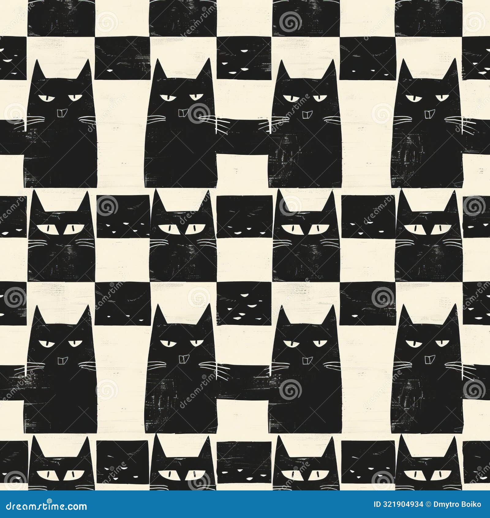 Front View Checkerboard Pattern Featuring Joyful Domestic Animal Faces ...