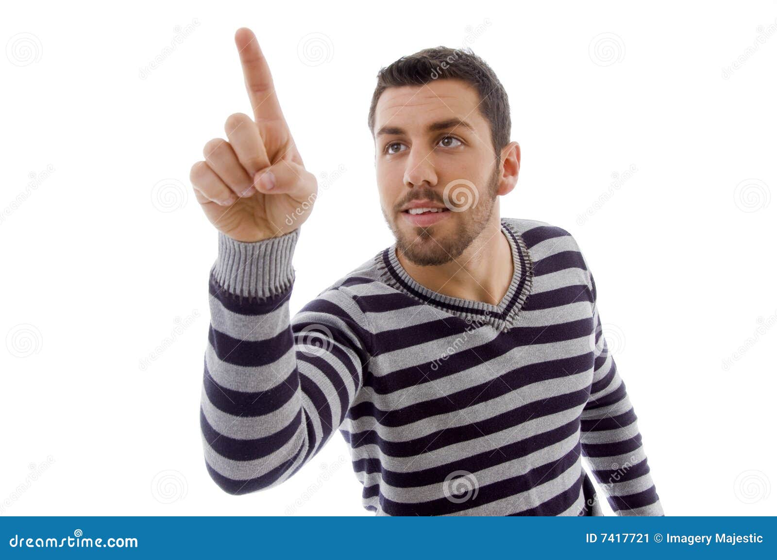 Front View of Cheer Male Pointing Stock Image - Image of hand, camera ...