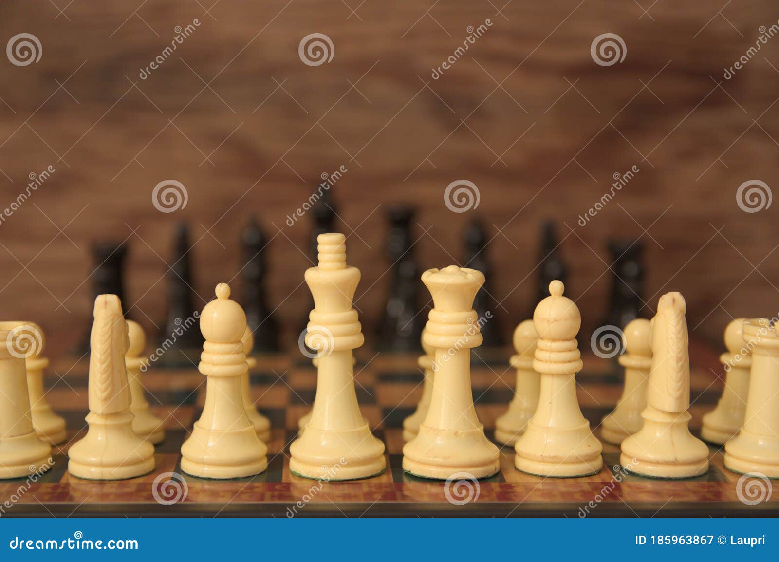 Front View of a Chess Board with White Chips in Front of the Observer ...