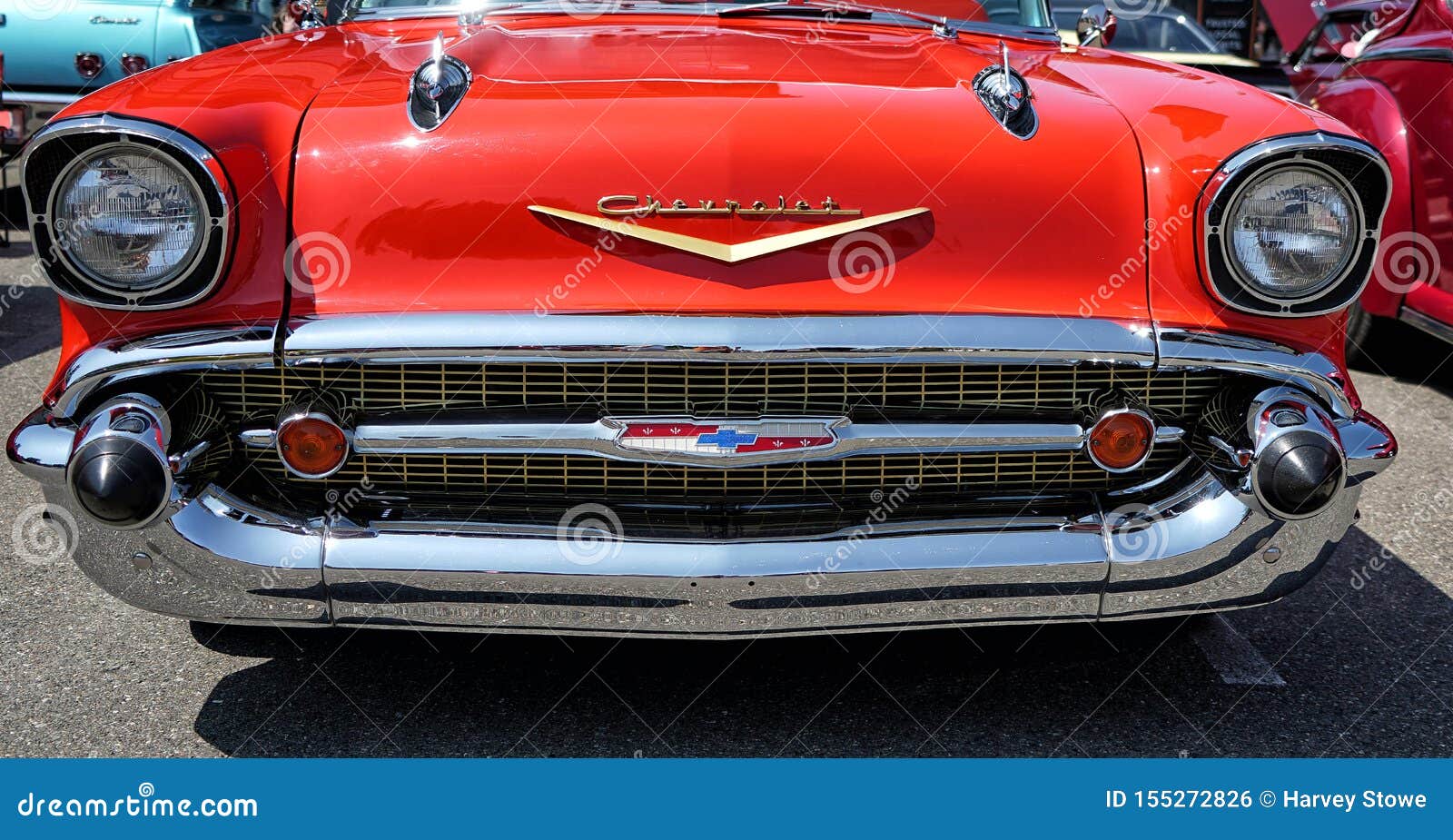 Front view of a 1957 Chevy editorial photo. Image of automobile - 155272826