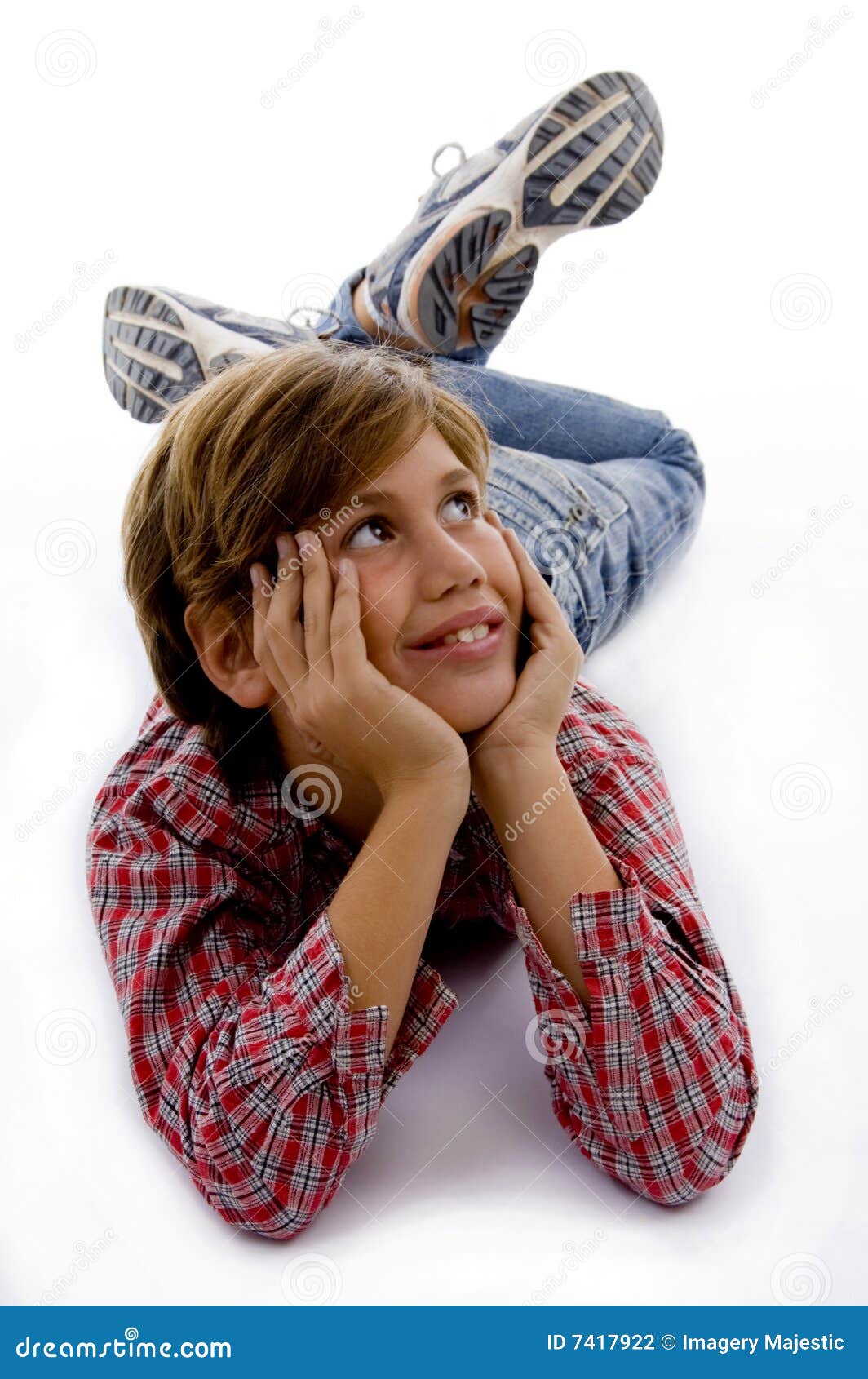 Front View of Child Looking Upward Stock Photo - Image of cute, happy ...
