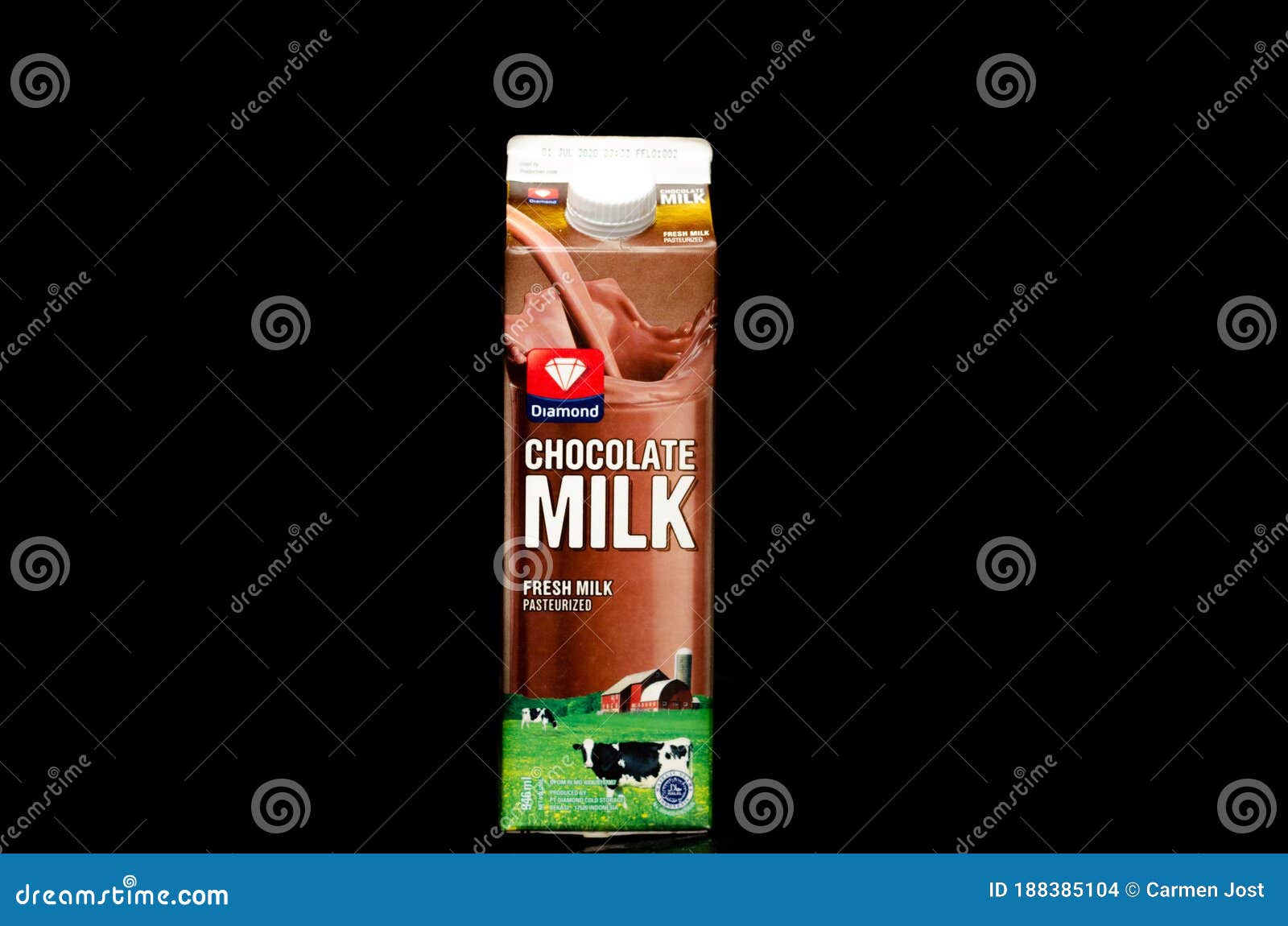 Front View of a Chocolate Milk Box from the Diamond Trademark Isolated ...