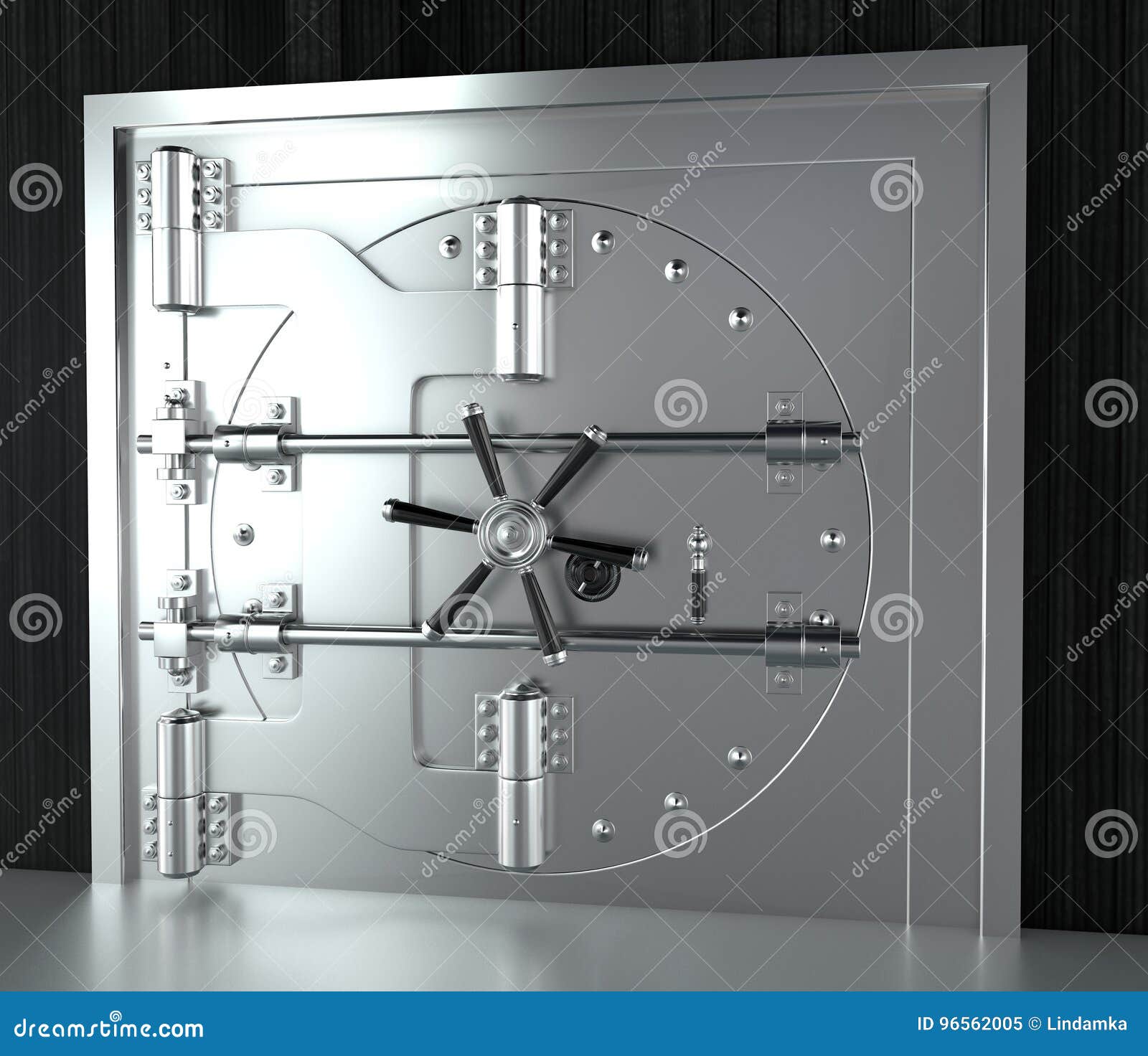 Front View of Chrome Bank Vault Door, Closed. Stock Illustration ...