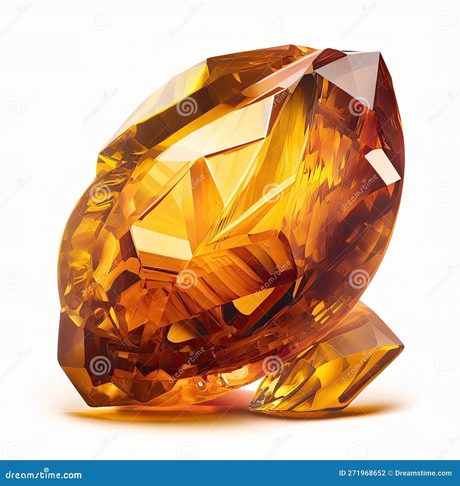 Front View of Citrine Gemstone Illustration on a White Background ...
