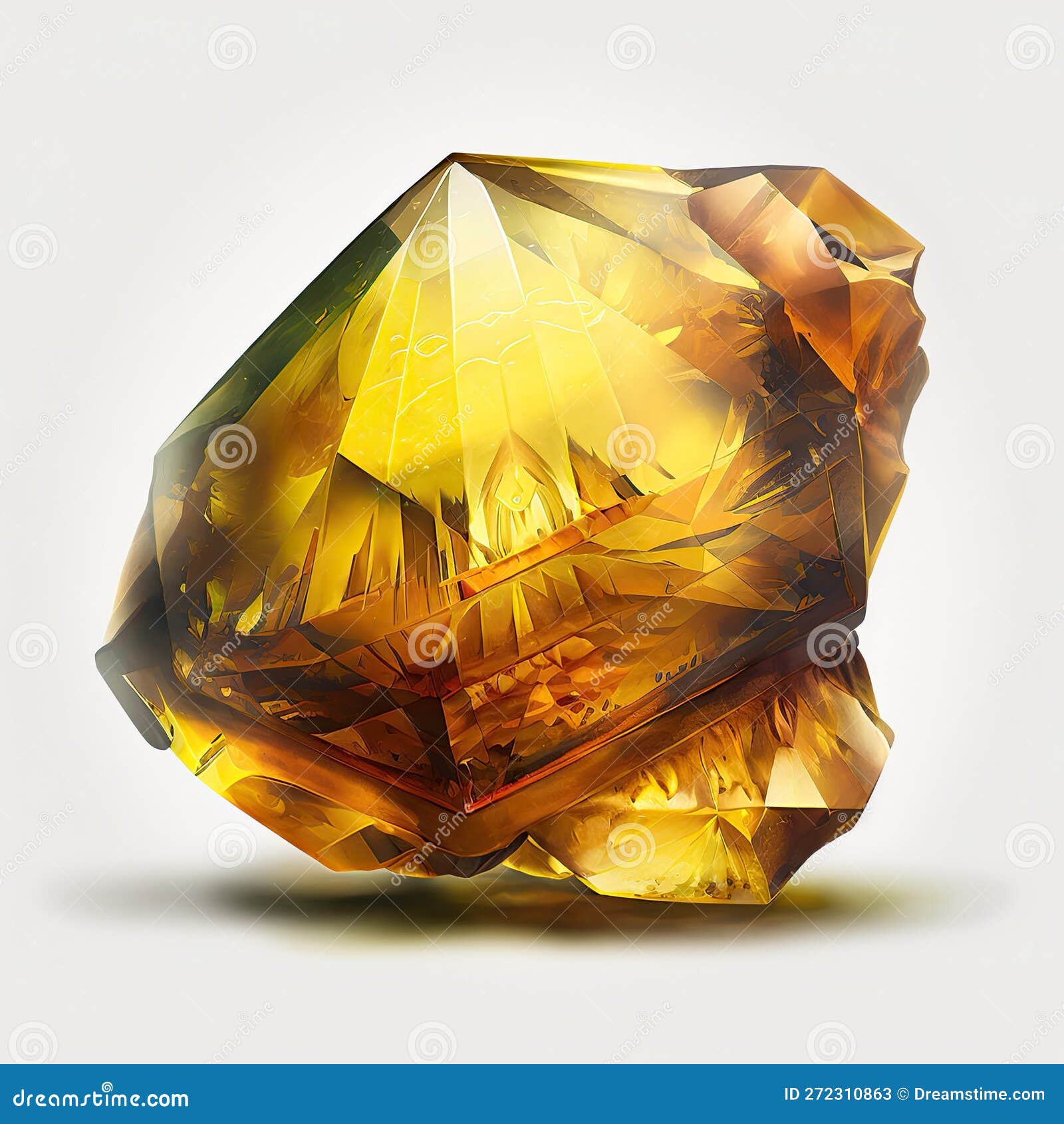 Front View of Citrine Gemstone Illustration on a White Background ...