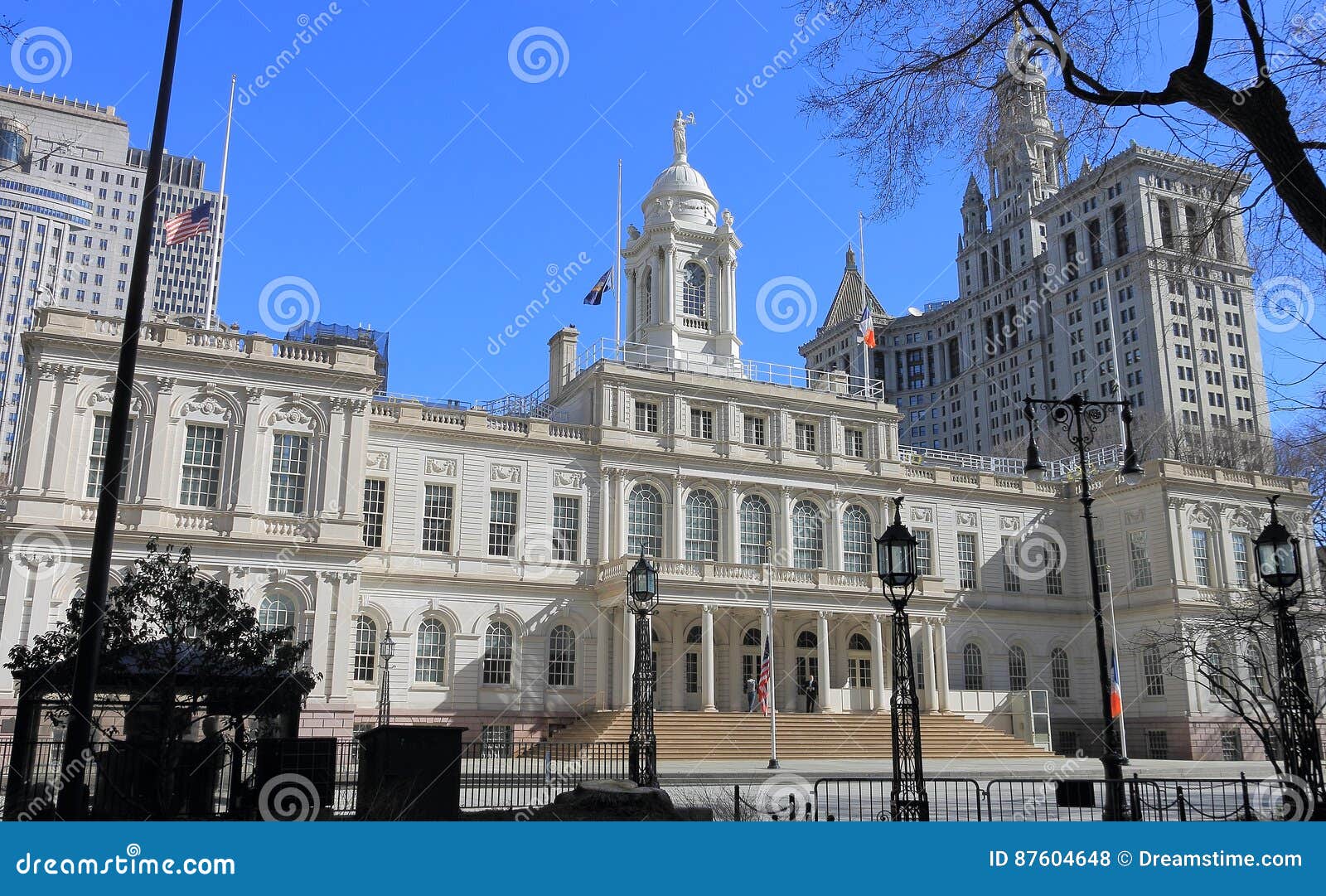 Front View of City Hall, New York Editorial Stock Photo - Image of ...
