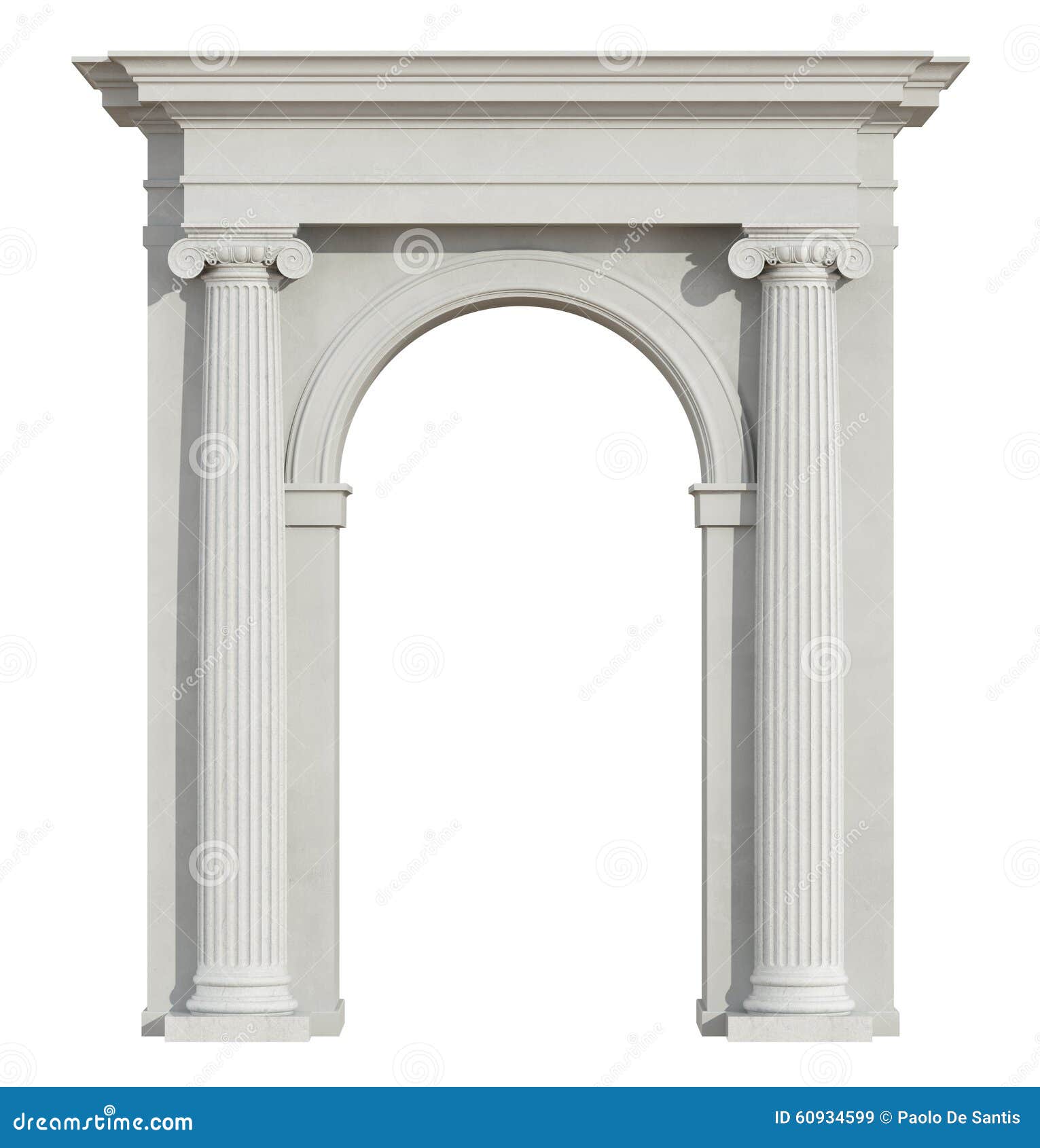Front View of a Classic Arch on White Stock Illustration - Illustration ...