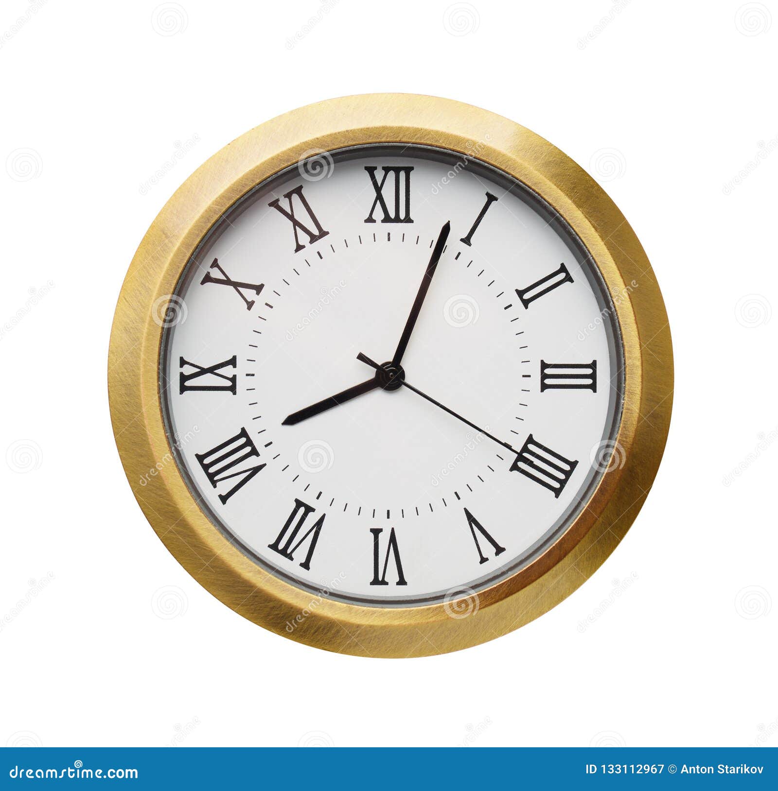 Front View of Classic Bronze Clock Stock Image - Image of deadline ...