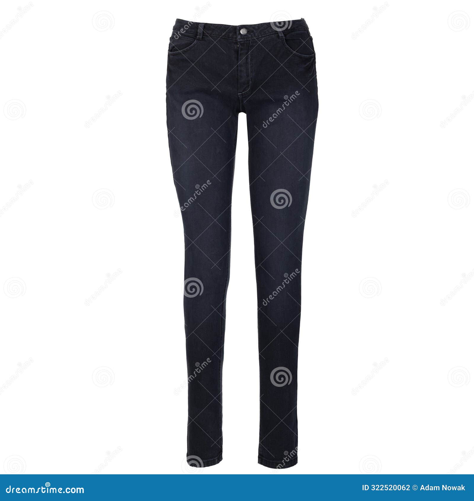 Front View of Classic Dark Blue Jeans Stock Photo - Image of full ...