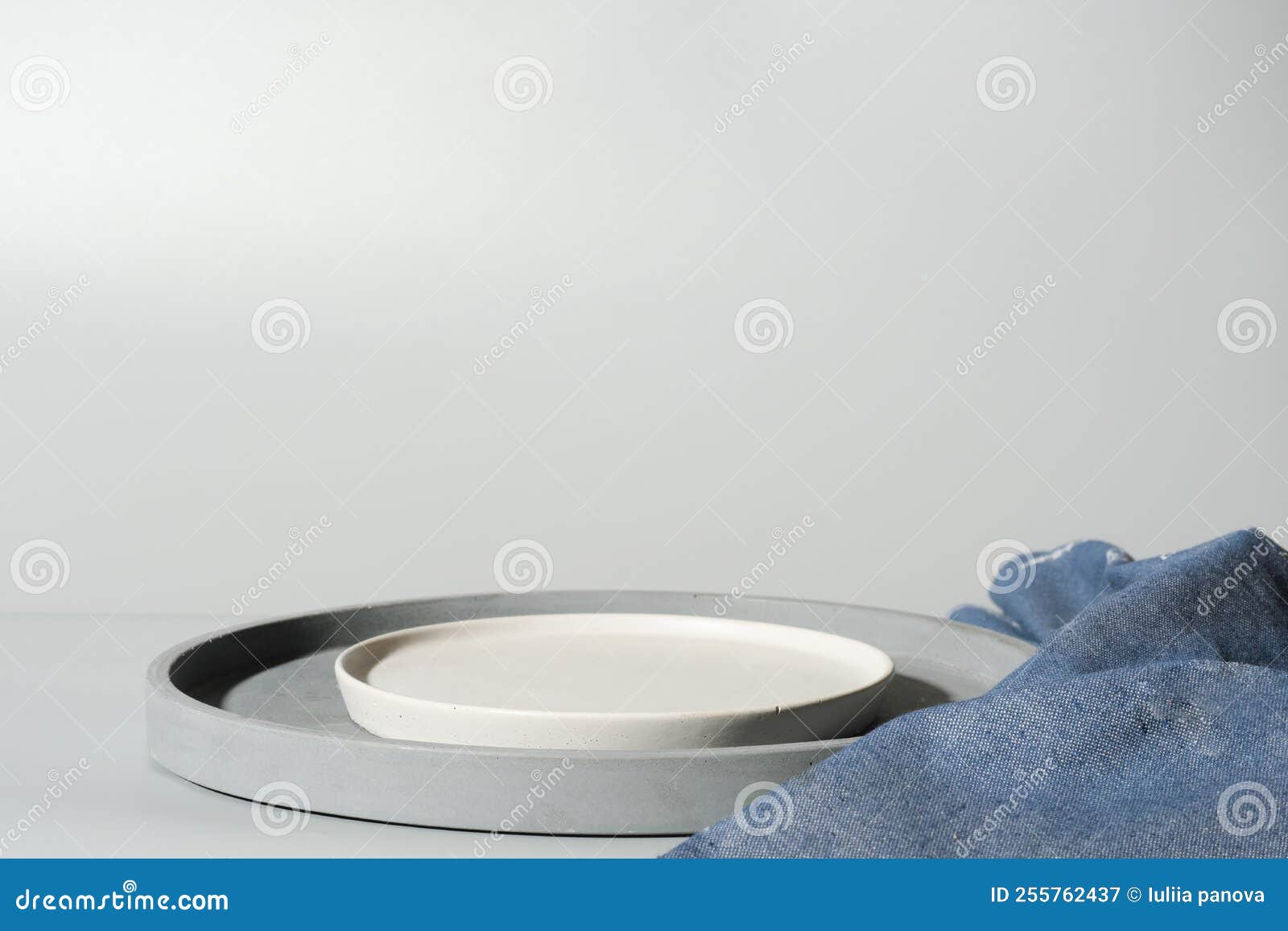 Front View of Classic Minimal Table Set of Two Empty Plates for Food ...