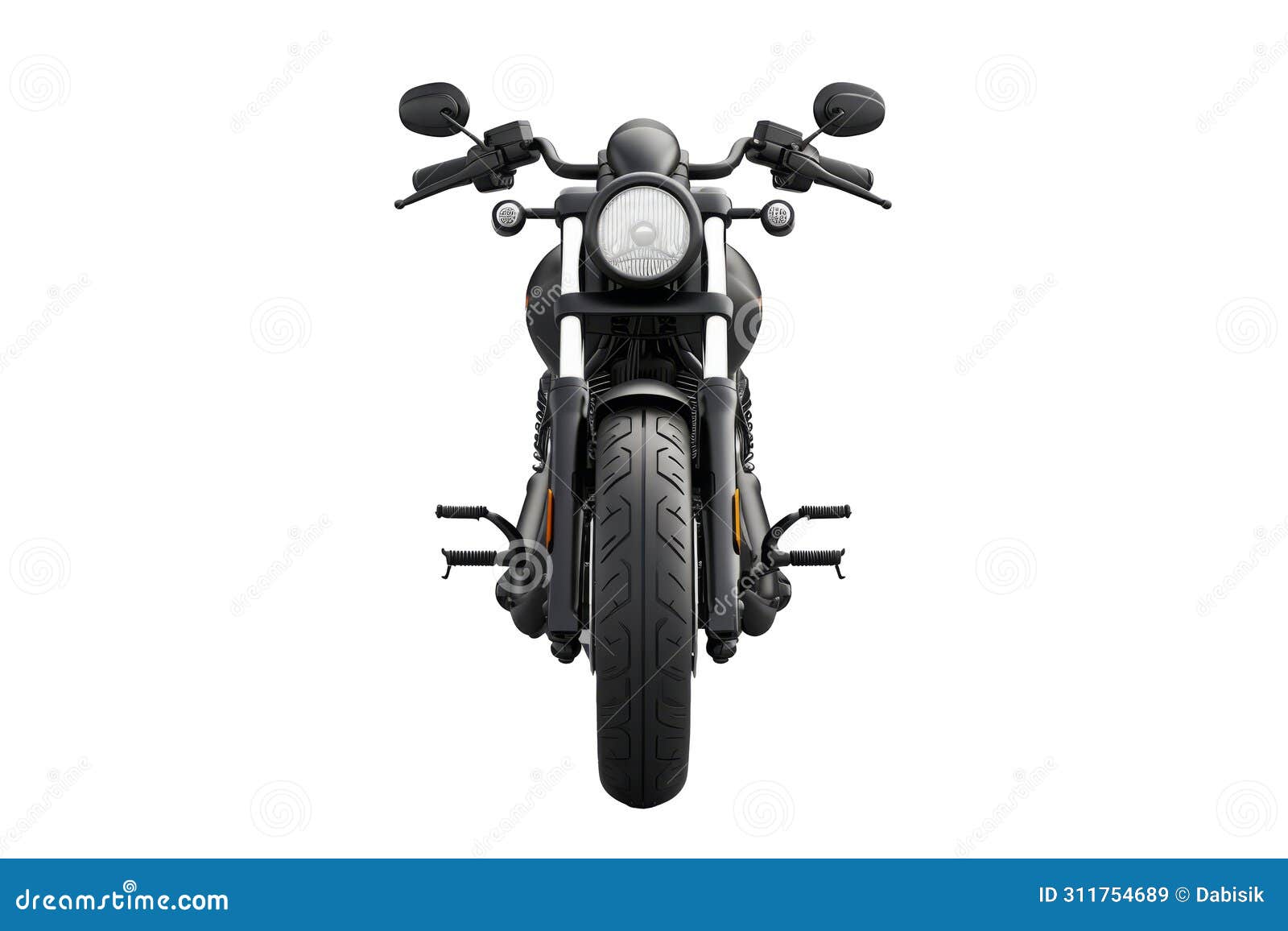 Front View of Motorcycle Isolated on White Background Stock ...