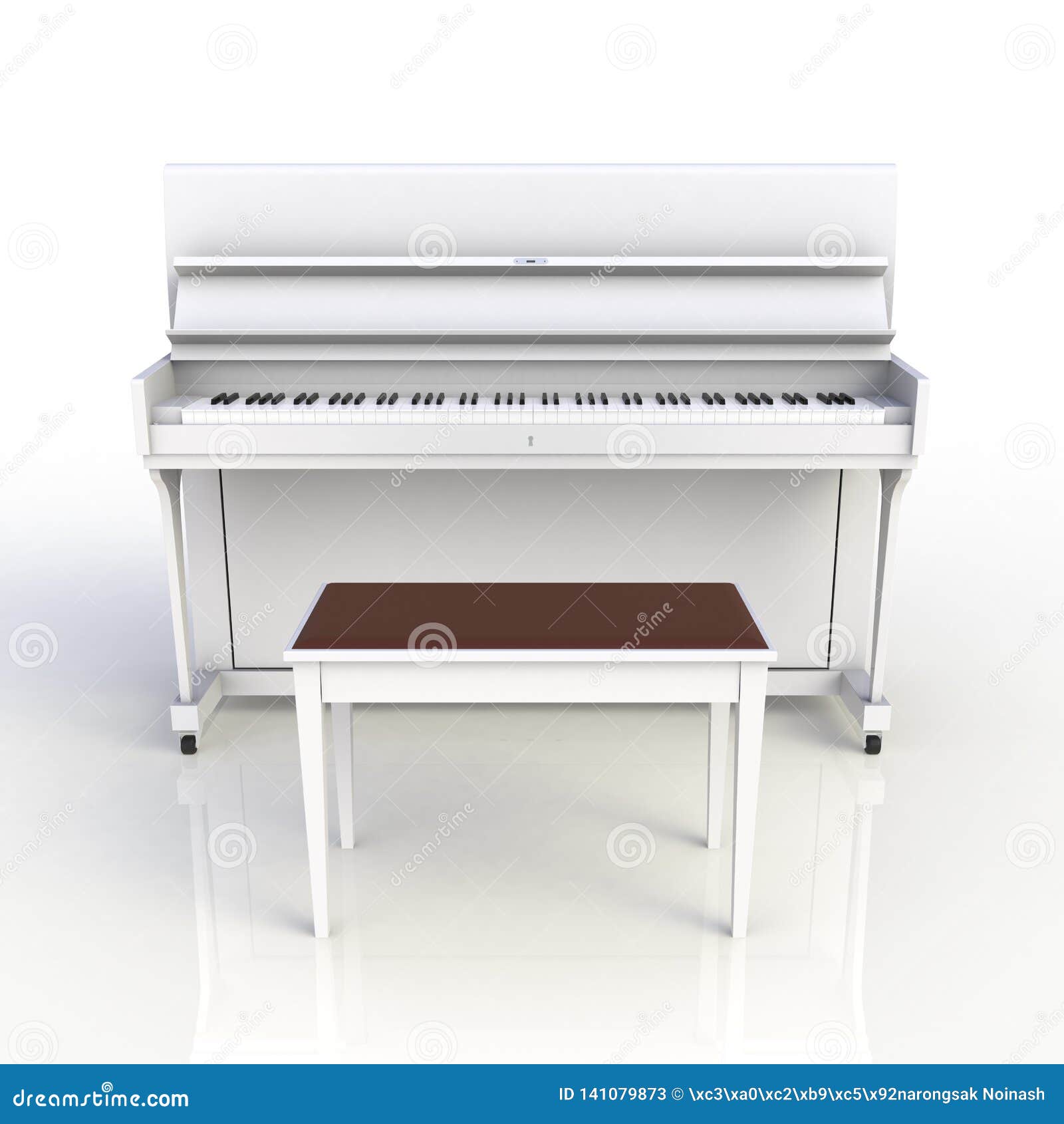 Front View of Classic Musical Instrument White Piano Isolated on White ...