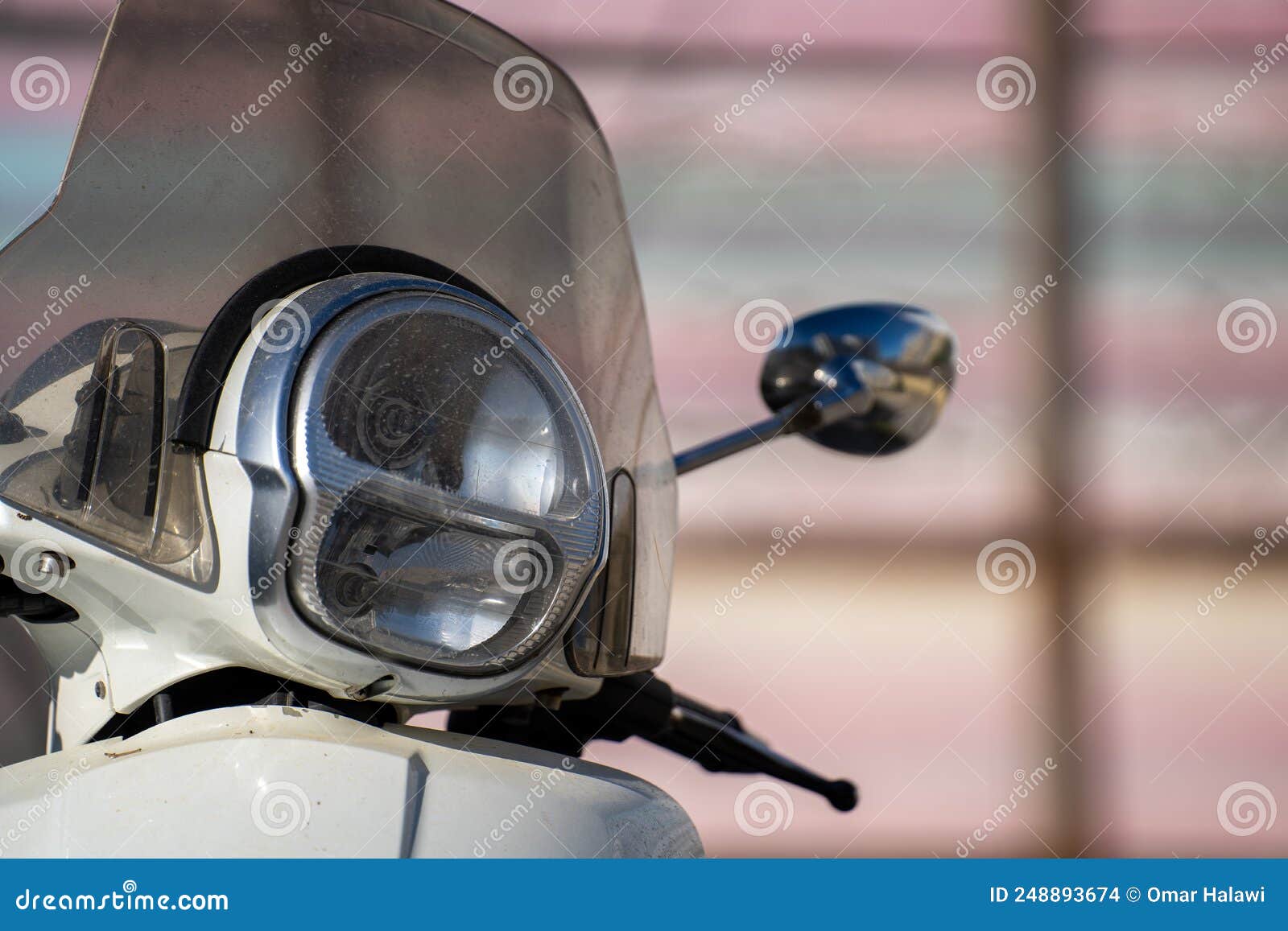 Front View of a Classic Vespa or Scooter Stock Photo - Image of head ...
