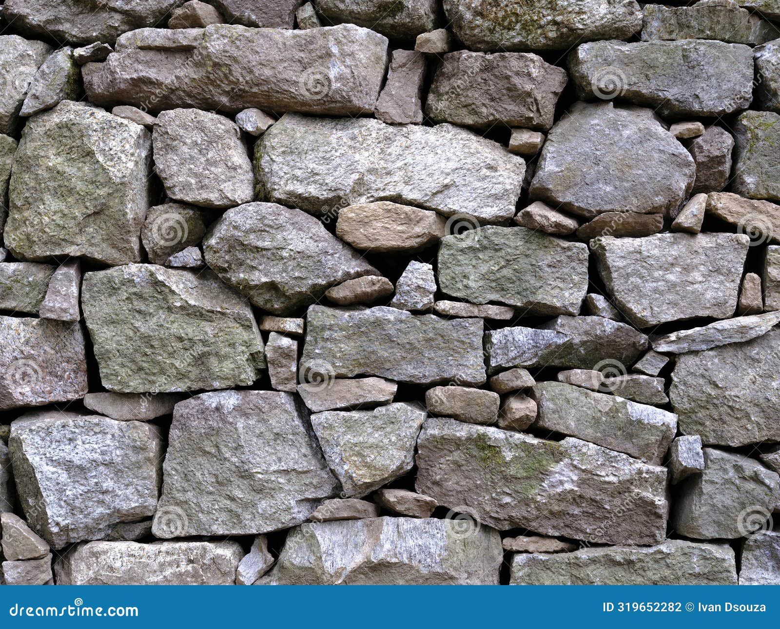 Front View Close Up Section of a Stone Wall Construction Stock Photo ...