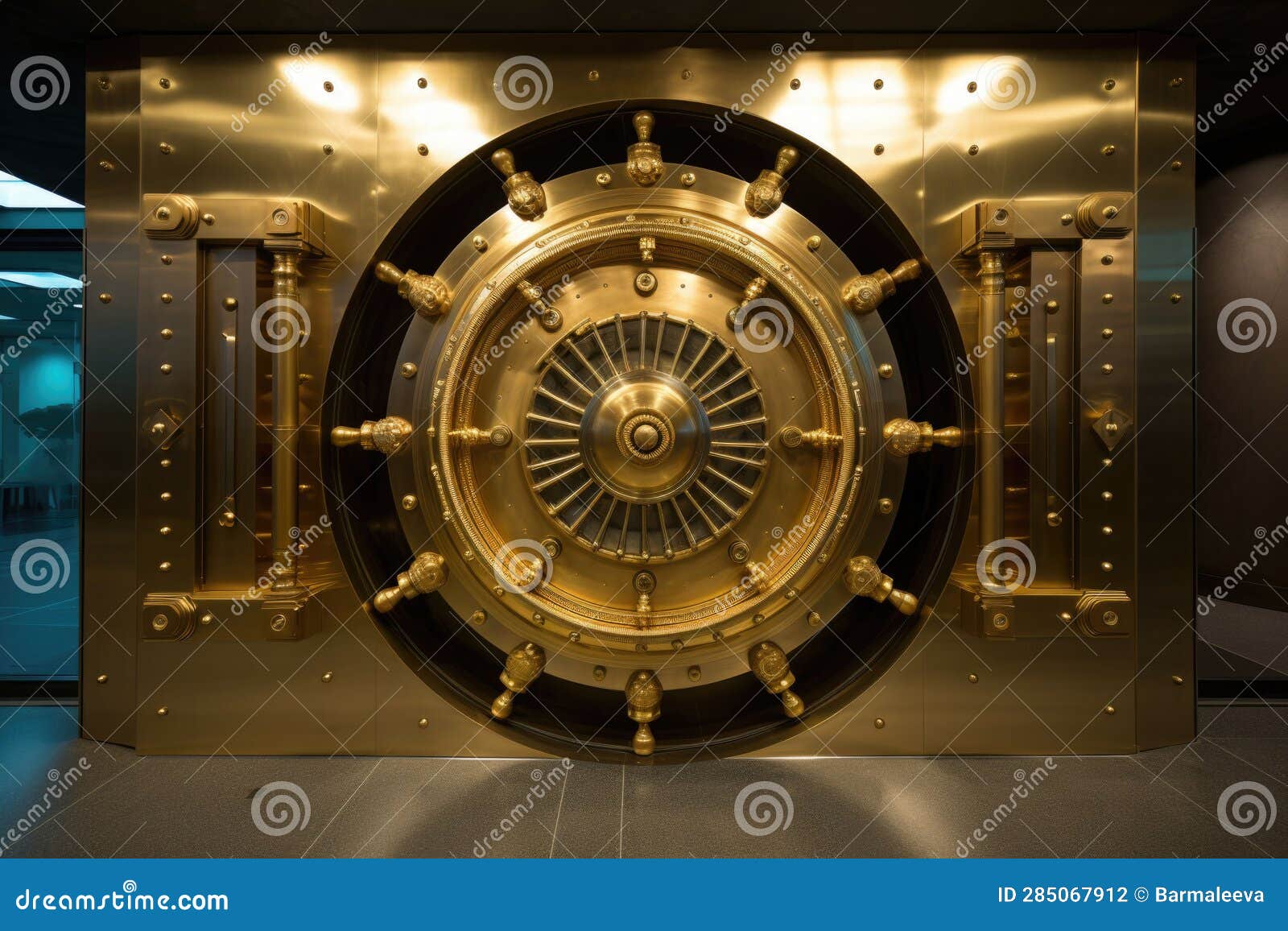 Front View of Closed Bank Vault Door. Generative AI Stock Illustration ...