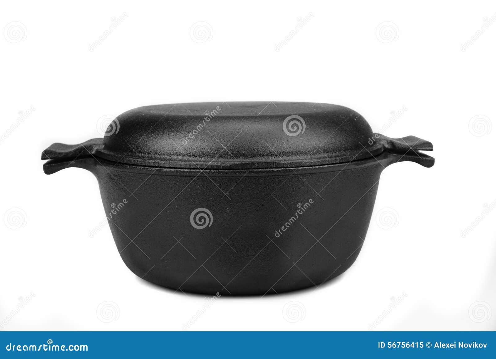 Front View on the Closed Cast Iron Pan Isolated Stock Image - Image of ...