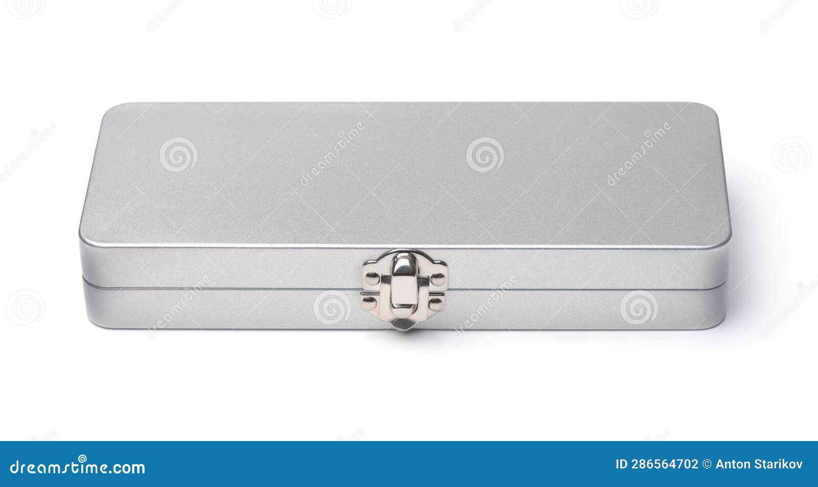 Front View of Closed Silver Metal Box Stock Photo - Image of gray ...