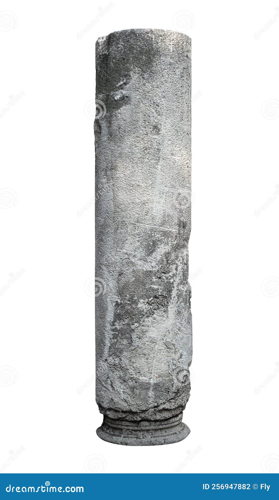 Large Damaged Antique Architectural Stone Column Isolated on White ...