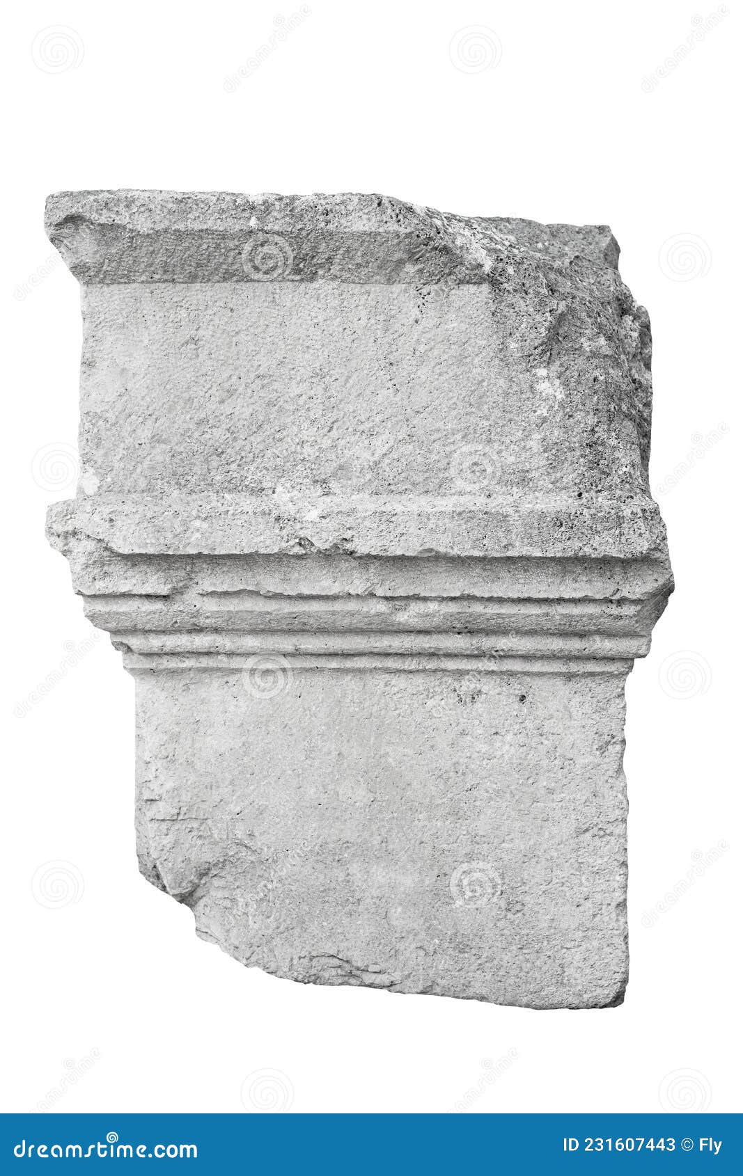 Large Square Stone Column Isolated on White Background Stock Image ...