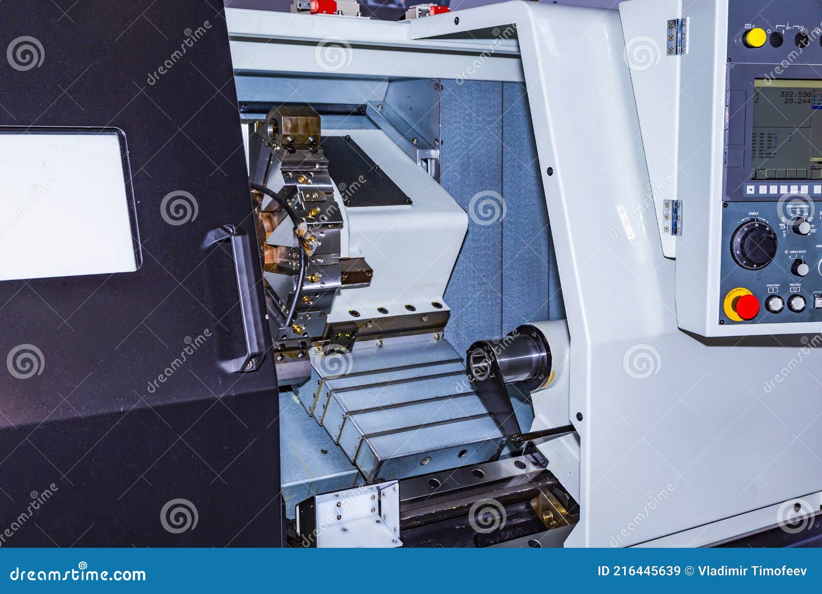 Front View on Cnc Milling Machine Control Panel with Display Stock ...