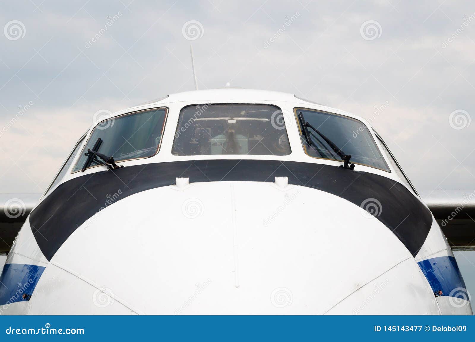 Front View of the Cockpit of a Passenger Plane, Zhukovsky. Stock Image ...