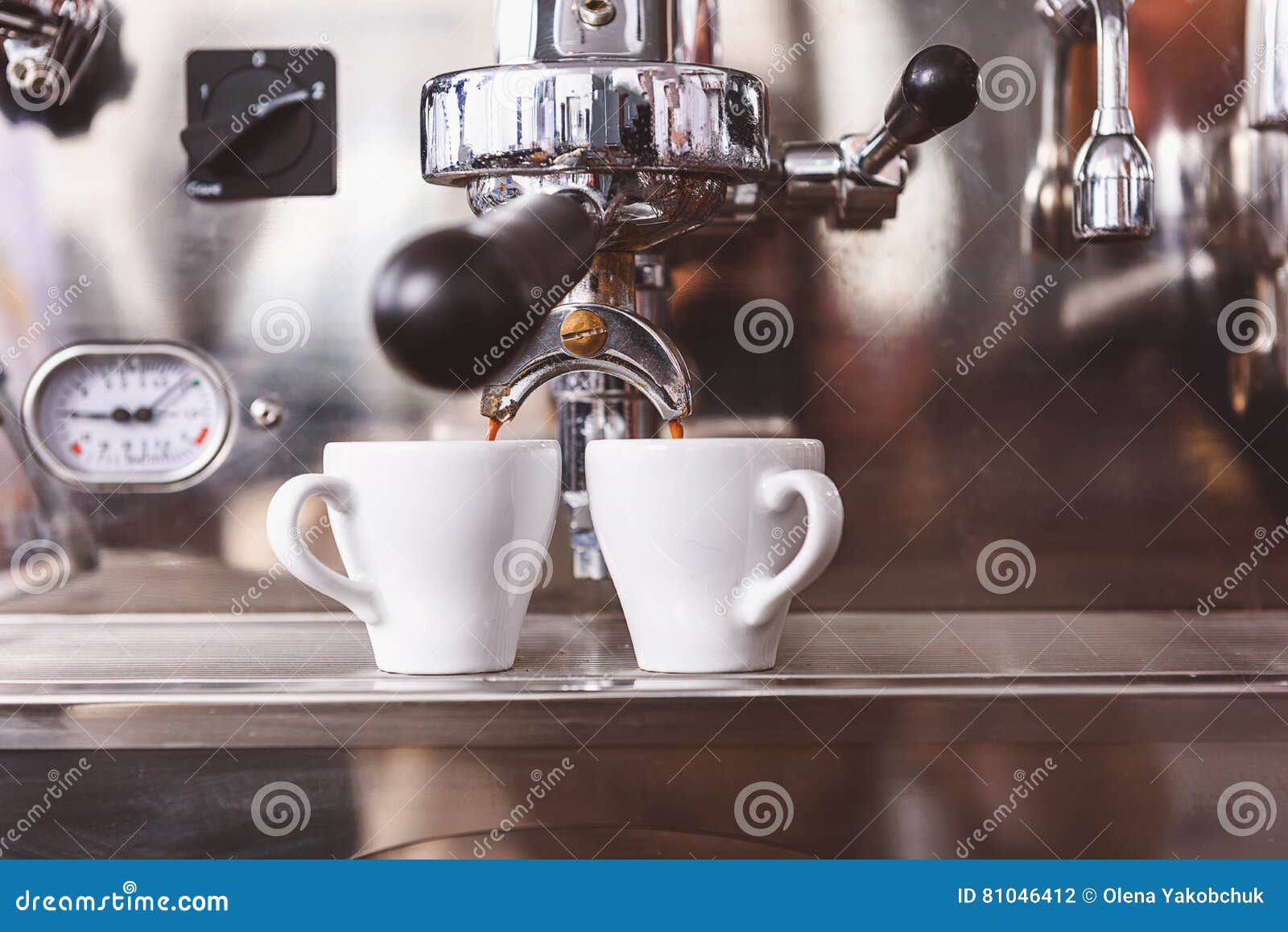 Front View of the Coffee Machine Working Stock Photo - Image of ...