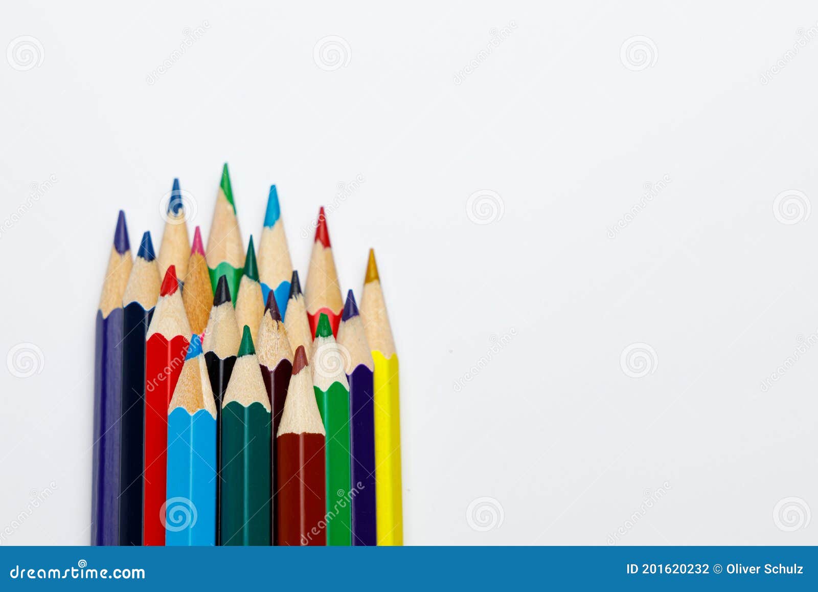 Front View of Color Pencils in Different Colors Showing the Pen Tips on ...