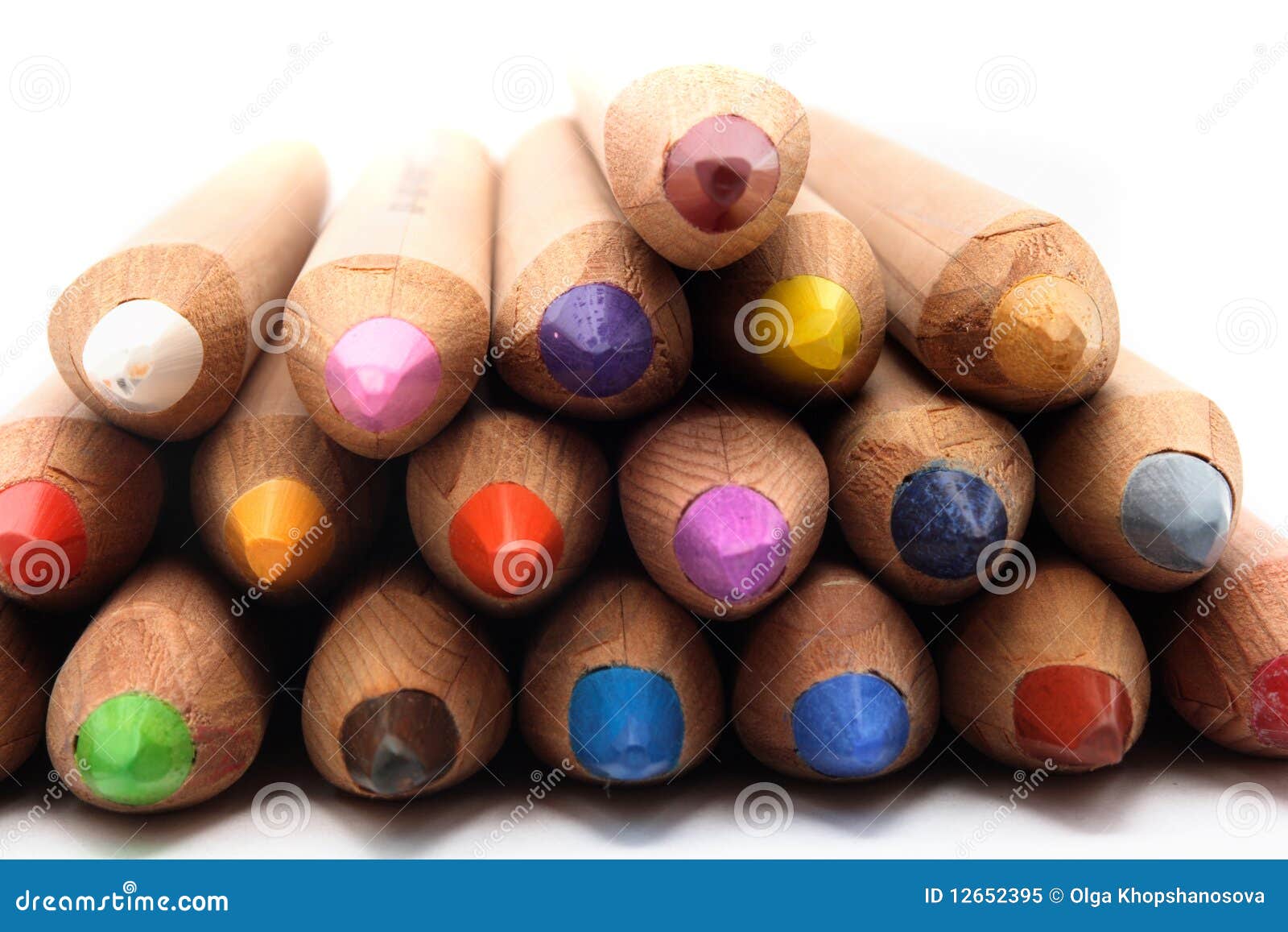 Front View of Colored Pencils Stock Image - Image of material, pink ...