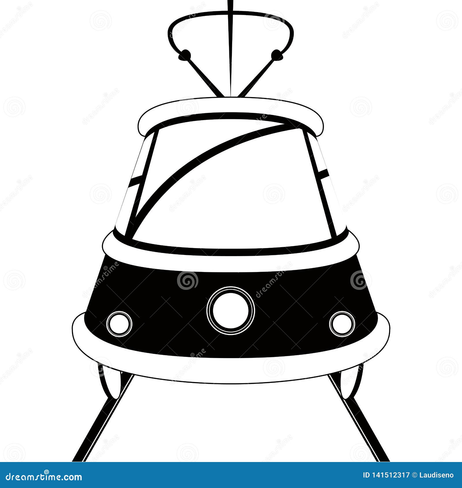 Front View of a Comic Trolley Stock Vector - Illustration of white ...