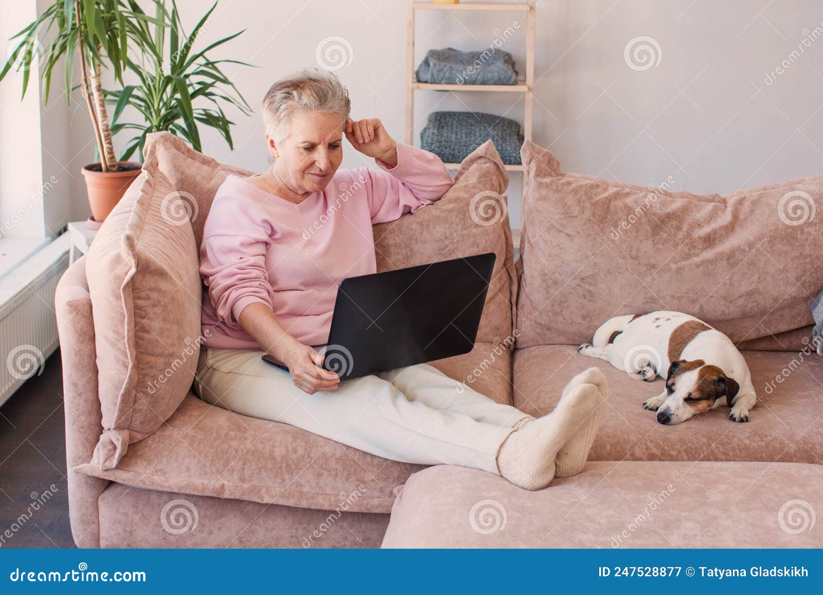 Older Smiling 60s Woman Sitting at Home on Sofa Stock Image - Image of ... Older Smiling 60s Woman Sitting at Home on Sofa Stock Image - Image of ...
