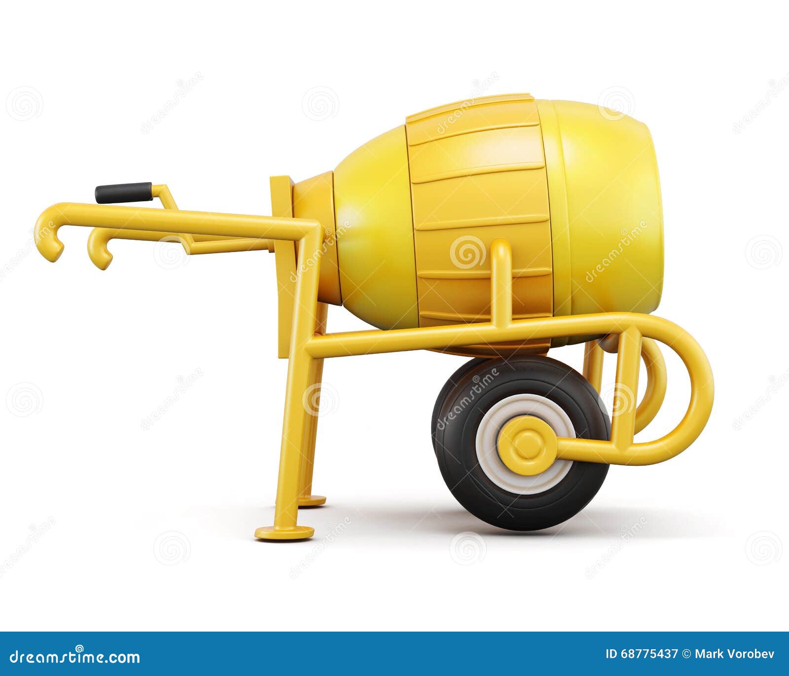 Front View Concrete Mixer Isolated on White Background. 3d Rendering ...