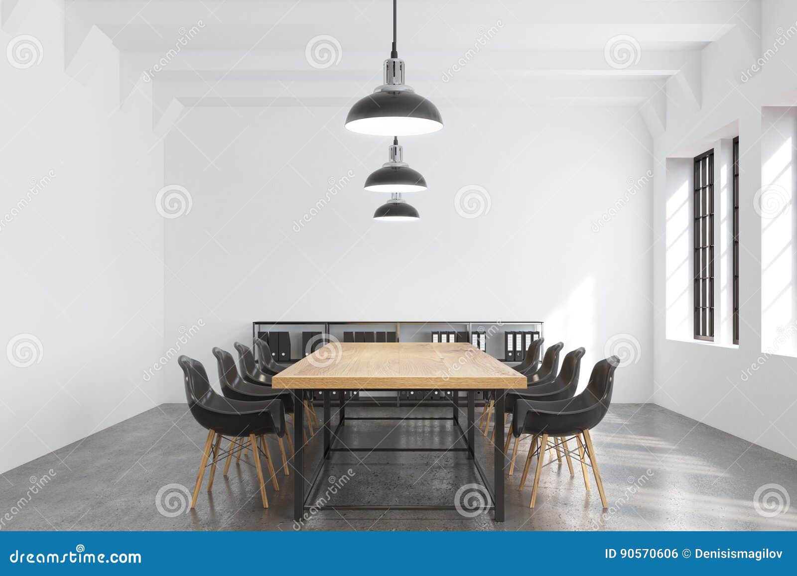Front View of a Conference Room with Many Windows Stock Illustration ...