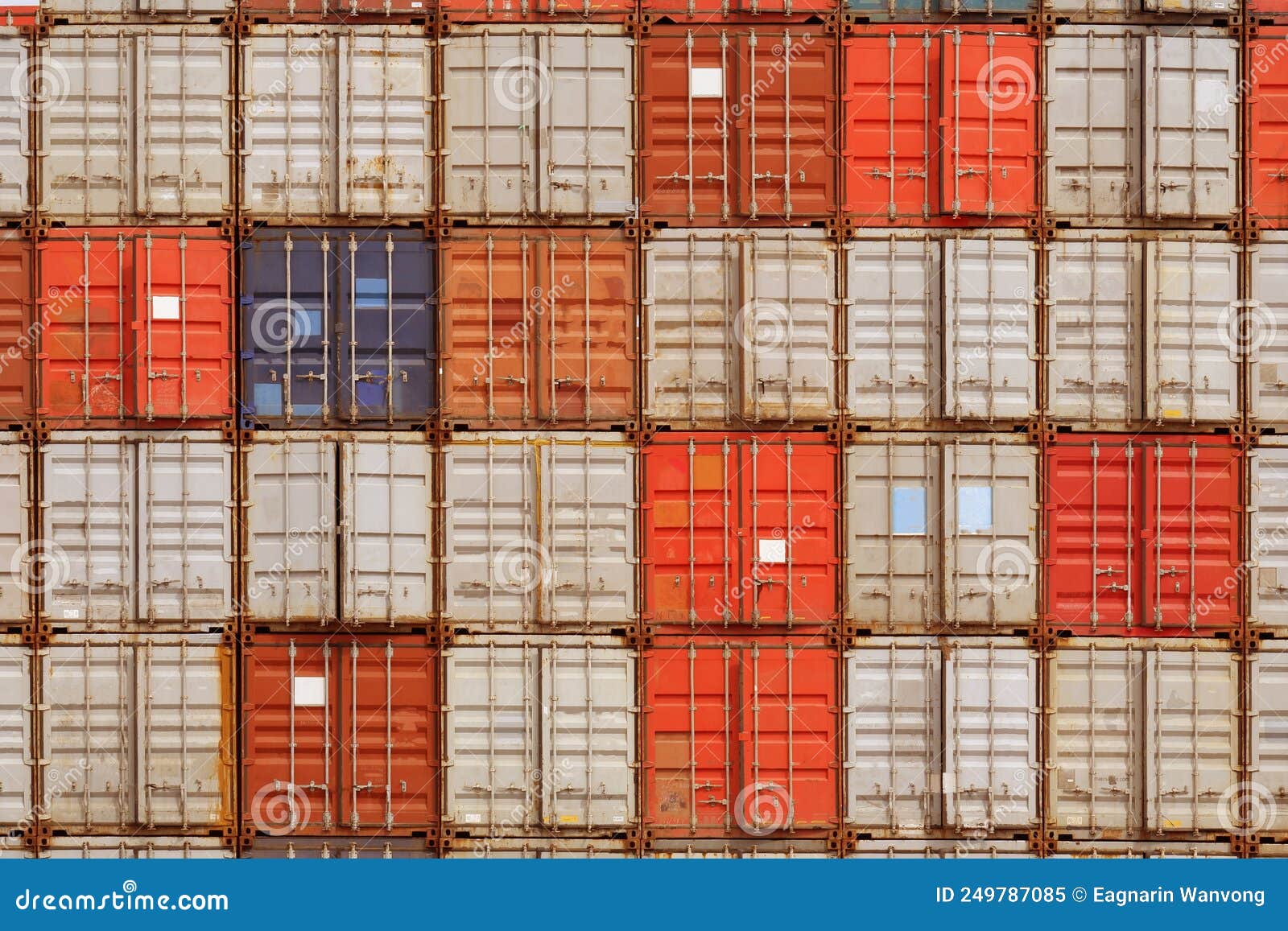 Front View of Container Stack Stock Image - Image of background, ship ...