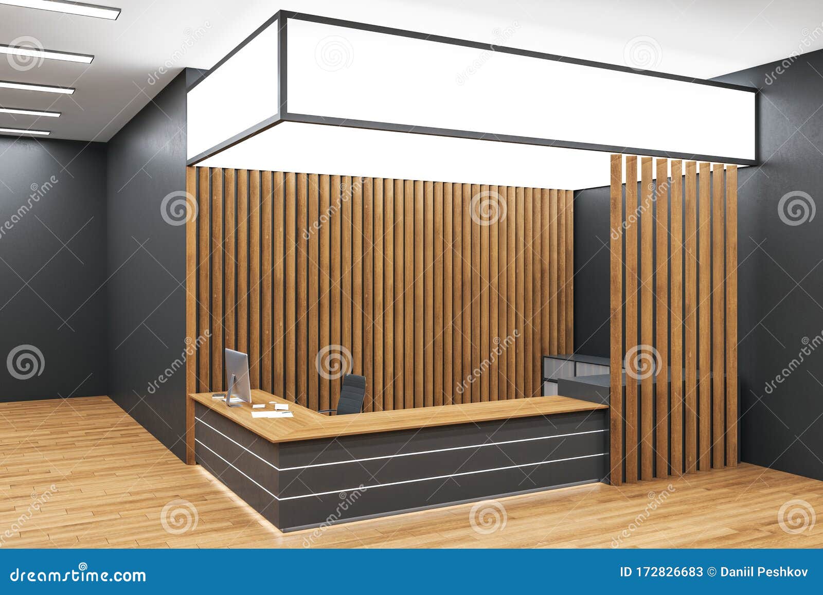 Front View of Contemporary Reception Stock Illustration - Illustration ...