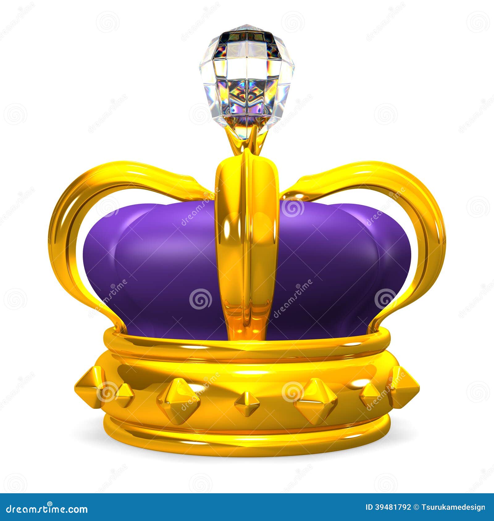 Front View of Crown with Big Diamond Stock Illustration - Illustration ...