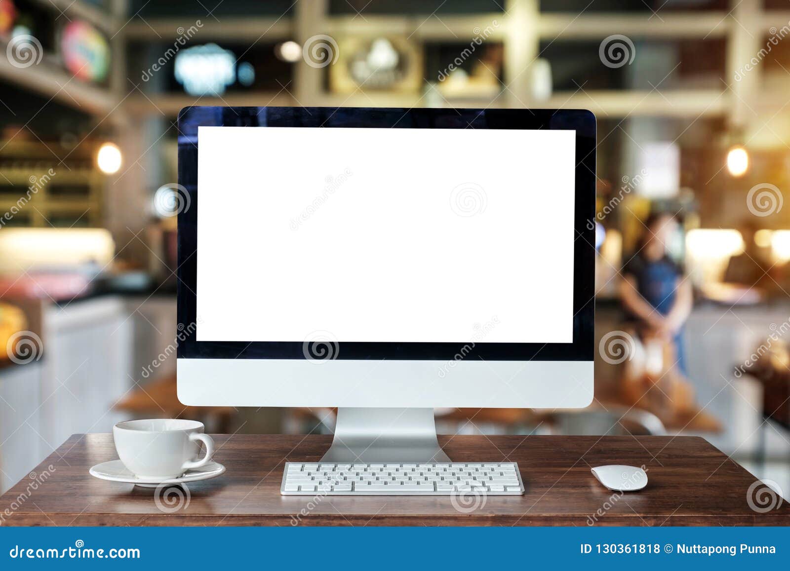 Front View Workspace with Computer, Stock Photo - Image of industrial ...