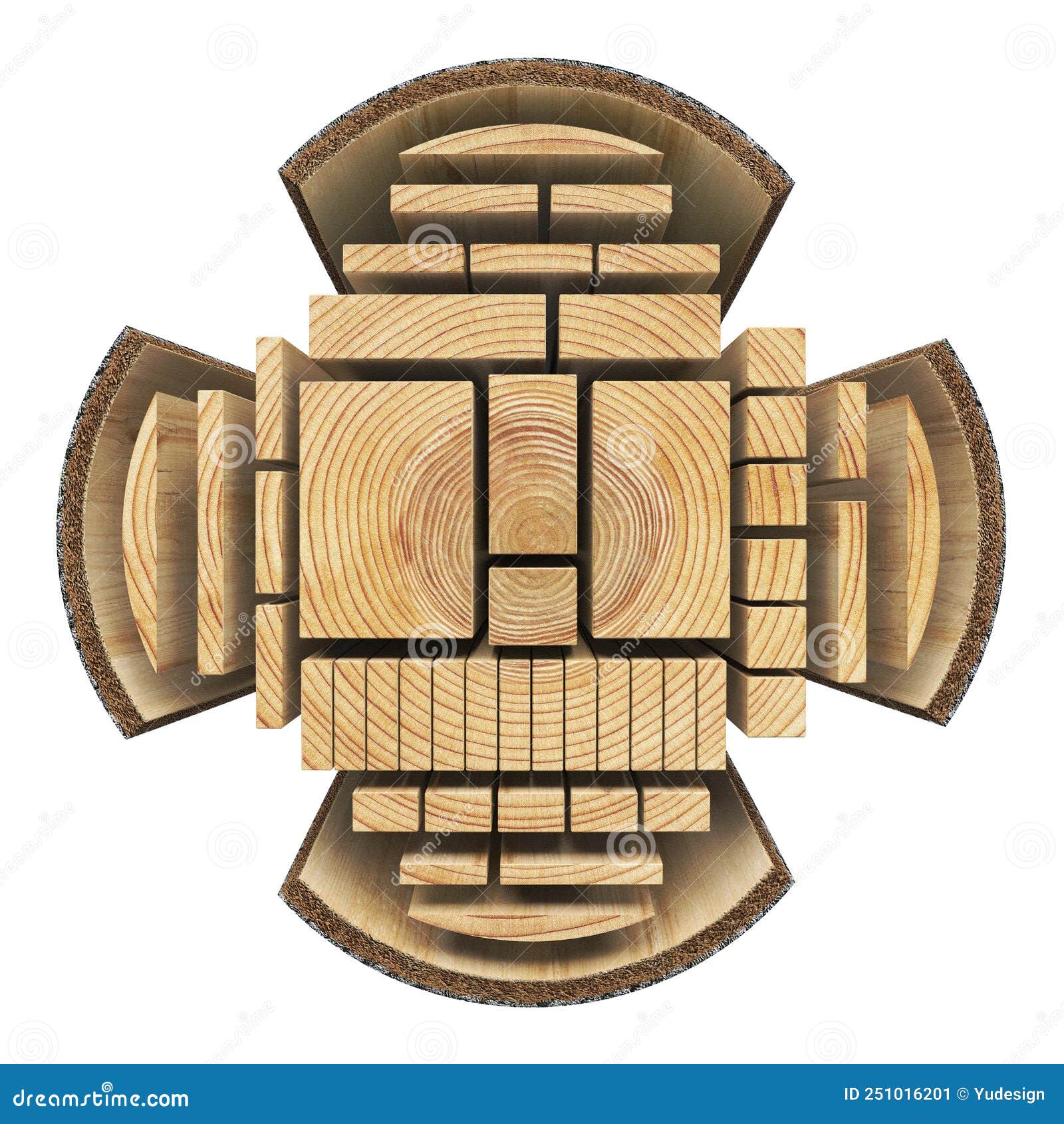 Front View of Cutting Plan Lumber from the Log Stock Illustration ...