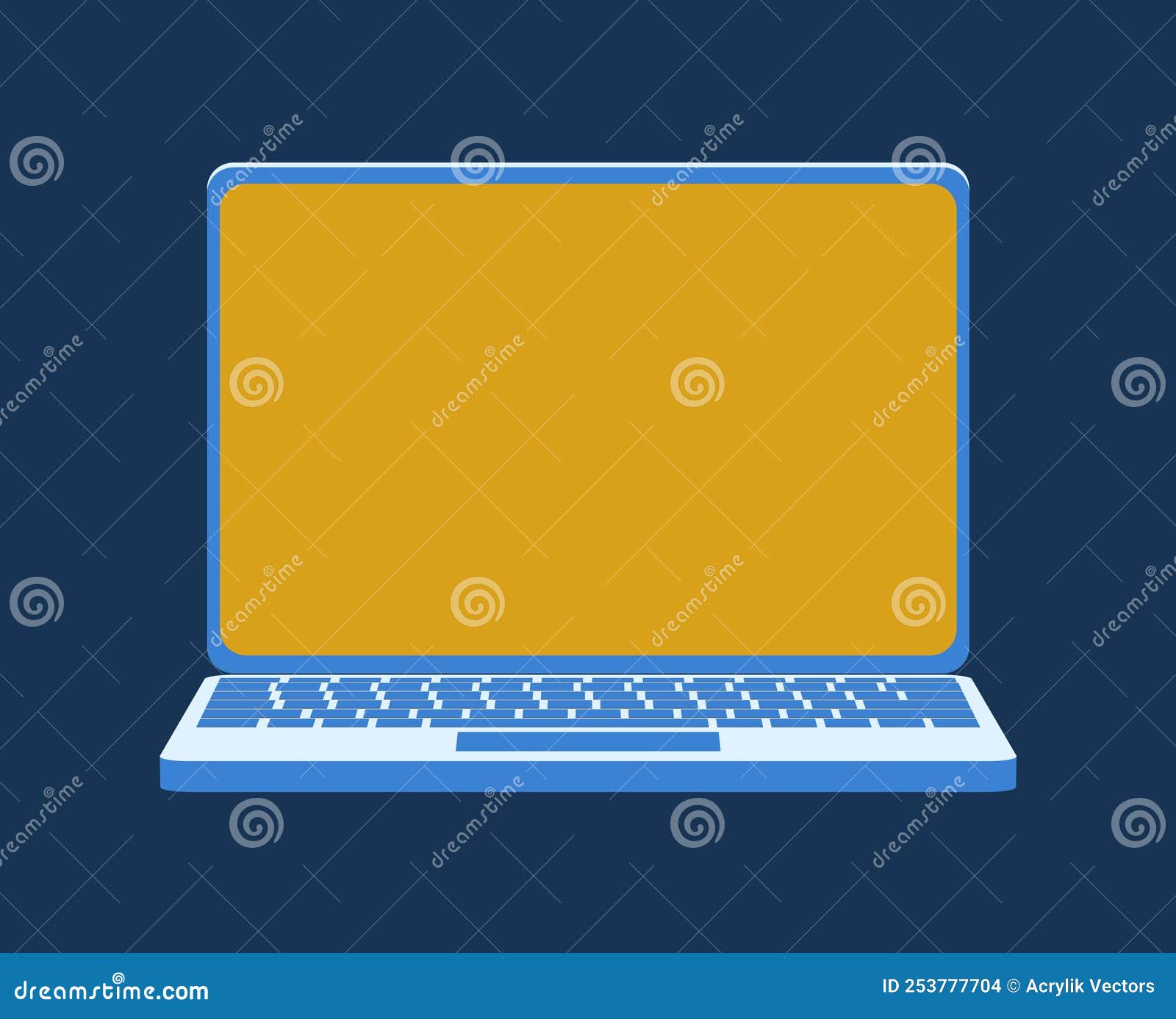 Front View of 3D Laptop Vector Illustration Stock Vector - Illustration ...