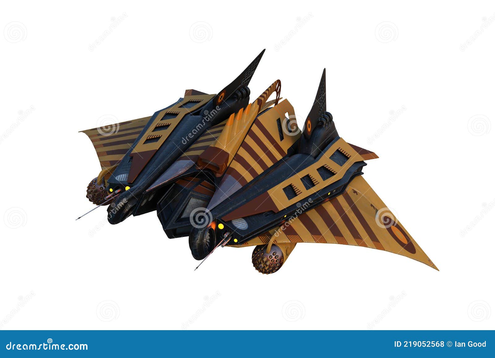 Front View 3D Rendering of a Science Fiction Space Ship Isolated on ...