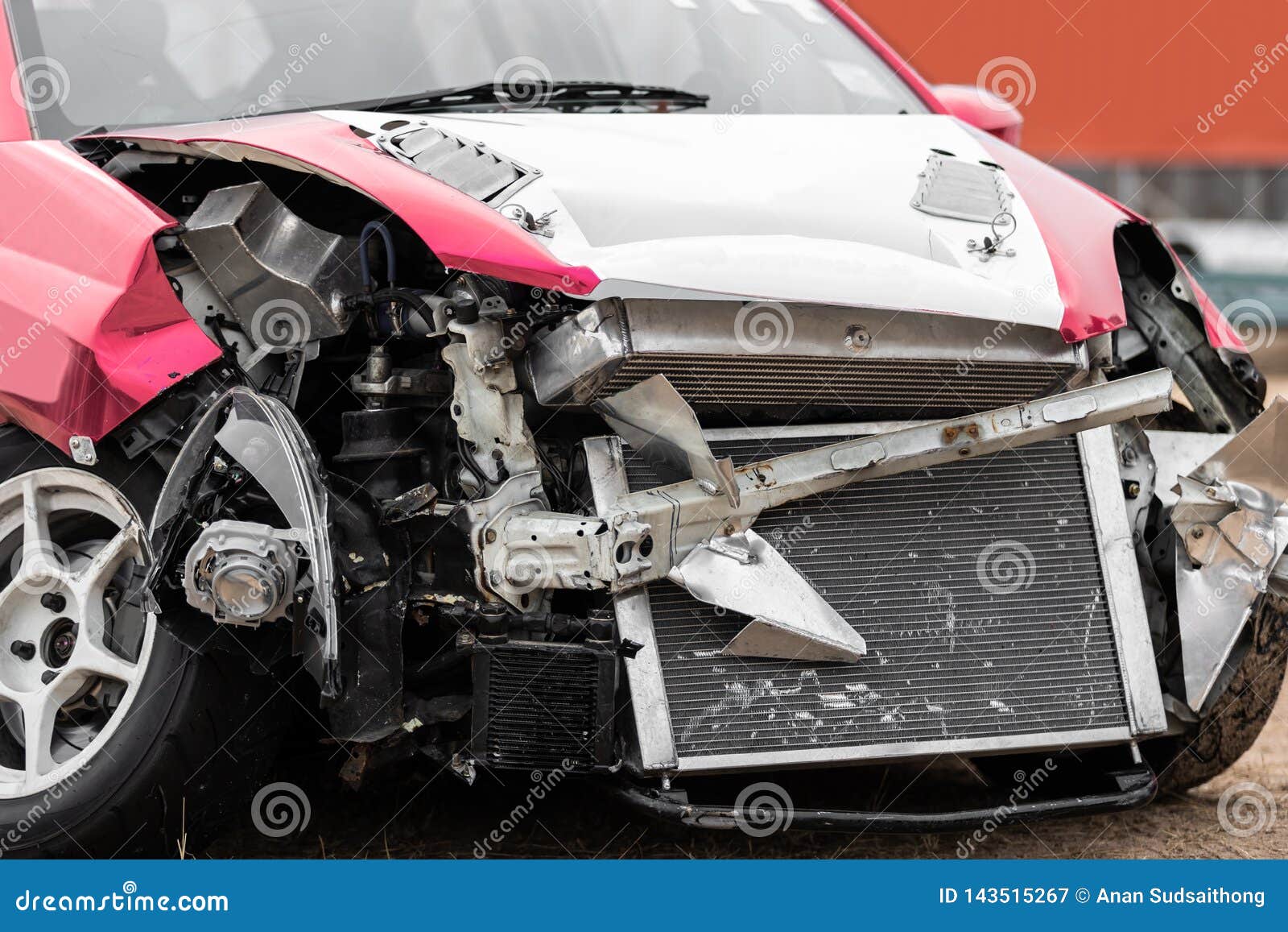 Front View of Damaged Car Crash Accident on the Road Stock Image ...