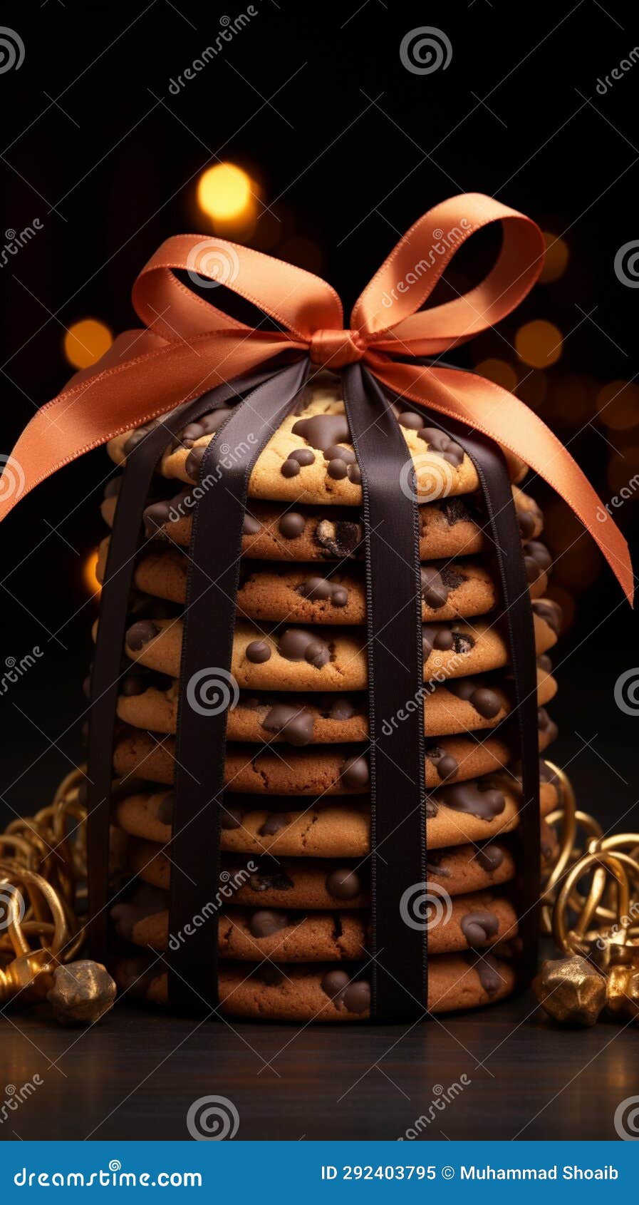 A Front View of Delectable Cookies, Artfully Wrapped with a Chic Dark ...