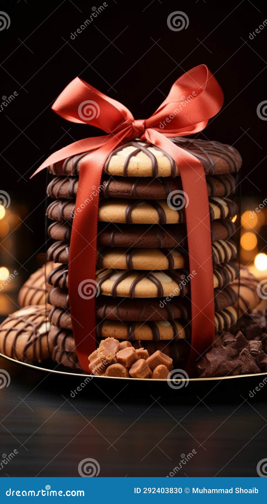 A Front View of Delectable Cookies, Artfully Wrapped with a Chic Dark ...