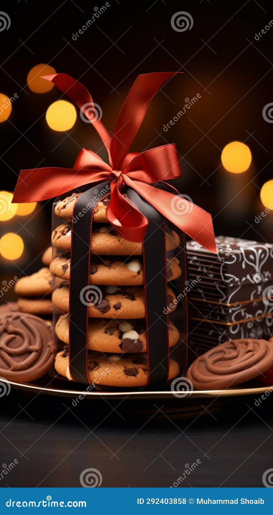 A Front View of Delectable Cookies, Artfully Wrapped with a Chic Dark ...