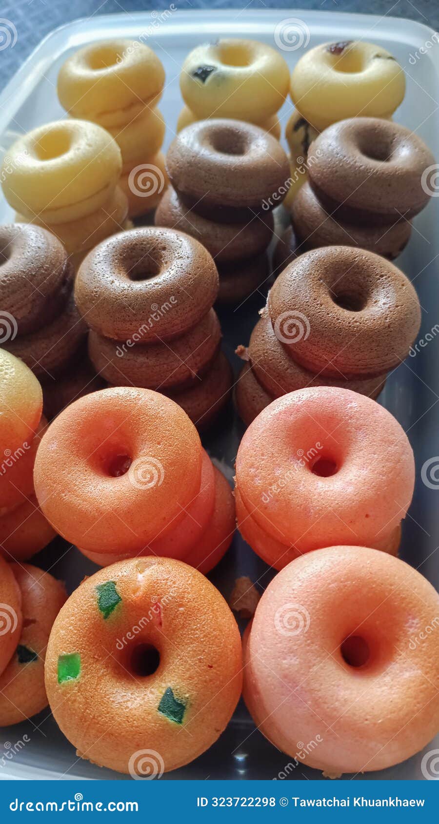 Front View of Delicious Mini Donuts in a Box Stock Photo - Image of ...