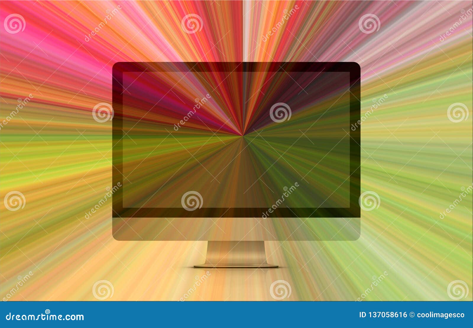 Front View of a Desktop Computer with Rainbow Colors Stock Illustration ...